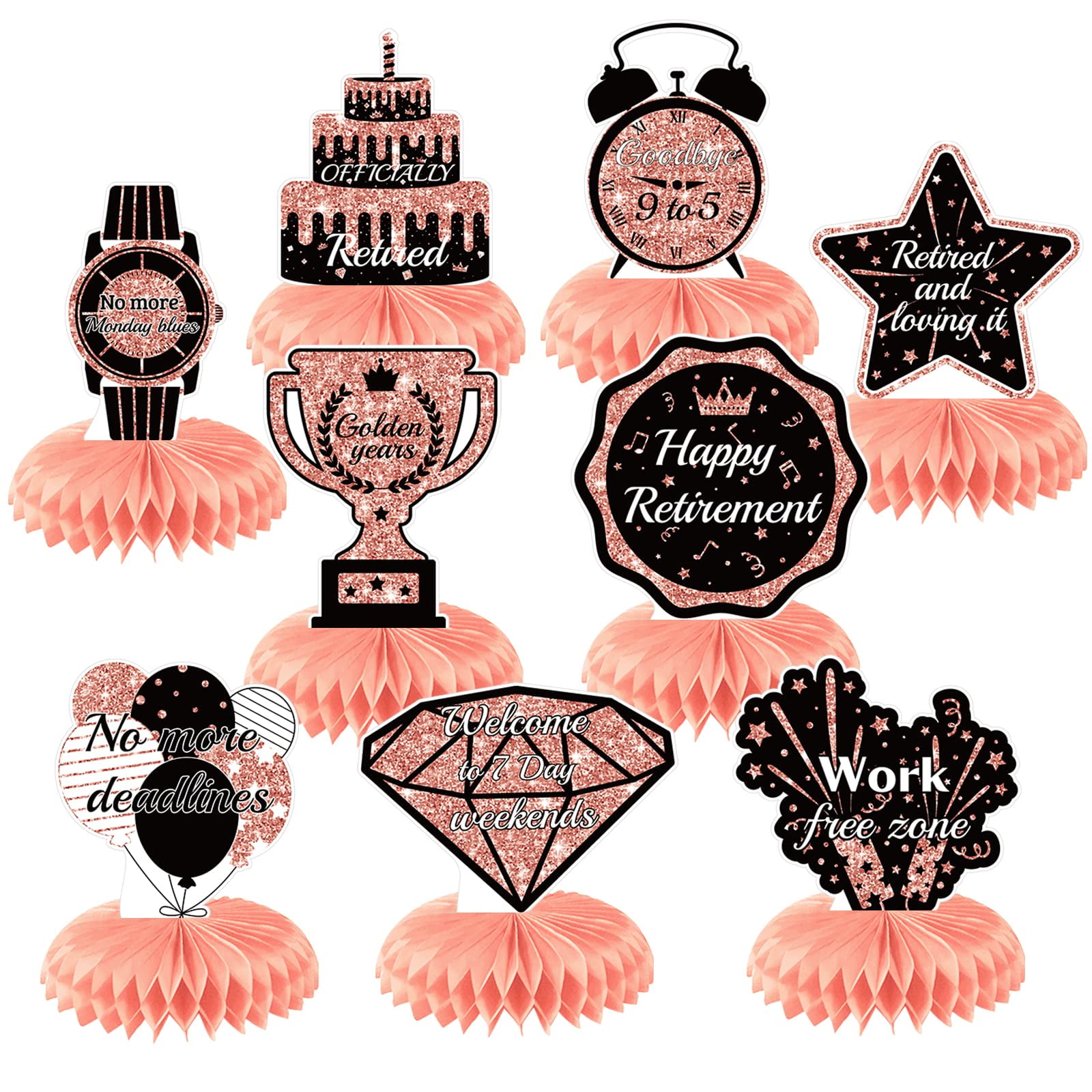 NICOWARM 9PCS Party Honeycomb Centerpieces Rose Gold Party Decorations ...