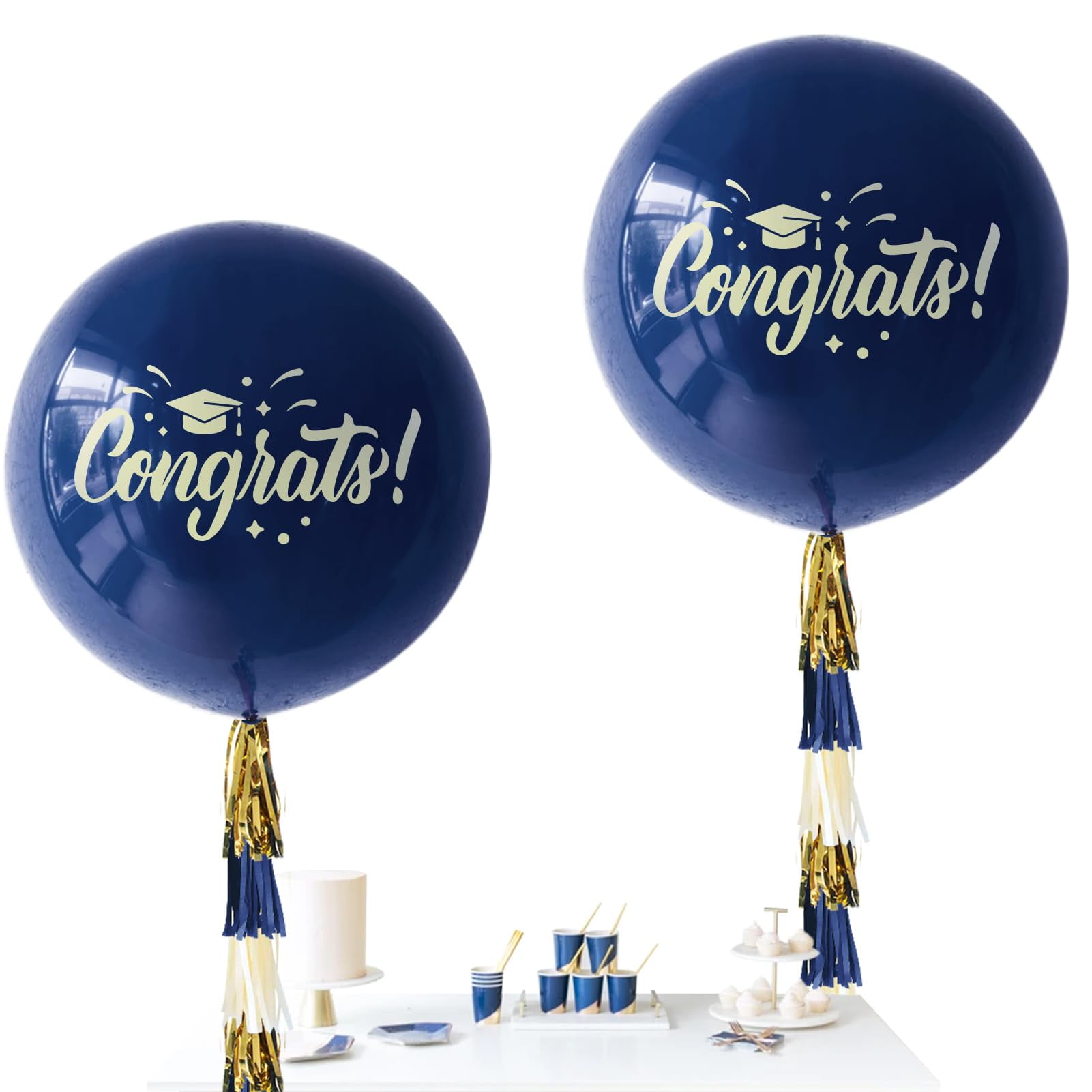 NICROLANDEE Graduation Navy Blue KEF16 Party Decoration - 36 Round ...