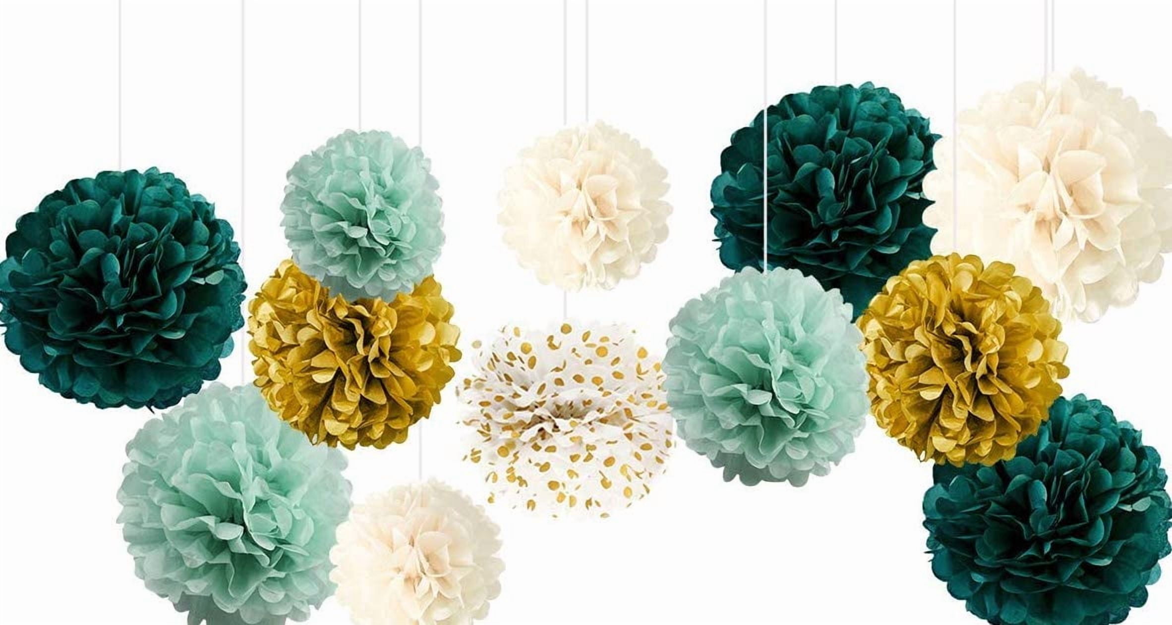 NICROLANDEE Wedding Party Decorations - 12 PCS Green Ivory Tissue Paper ...