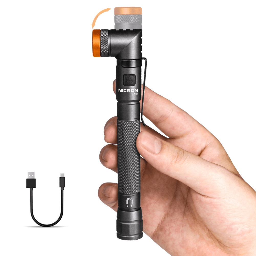 NICRON B73R Pen Flashlights 90 Degree Rotatable Flashlight 300 Lumen 4 ...