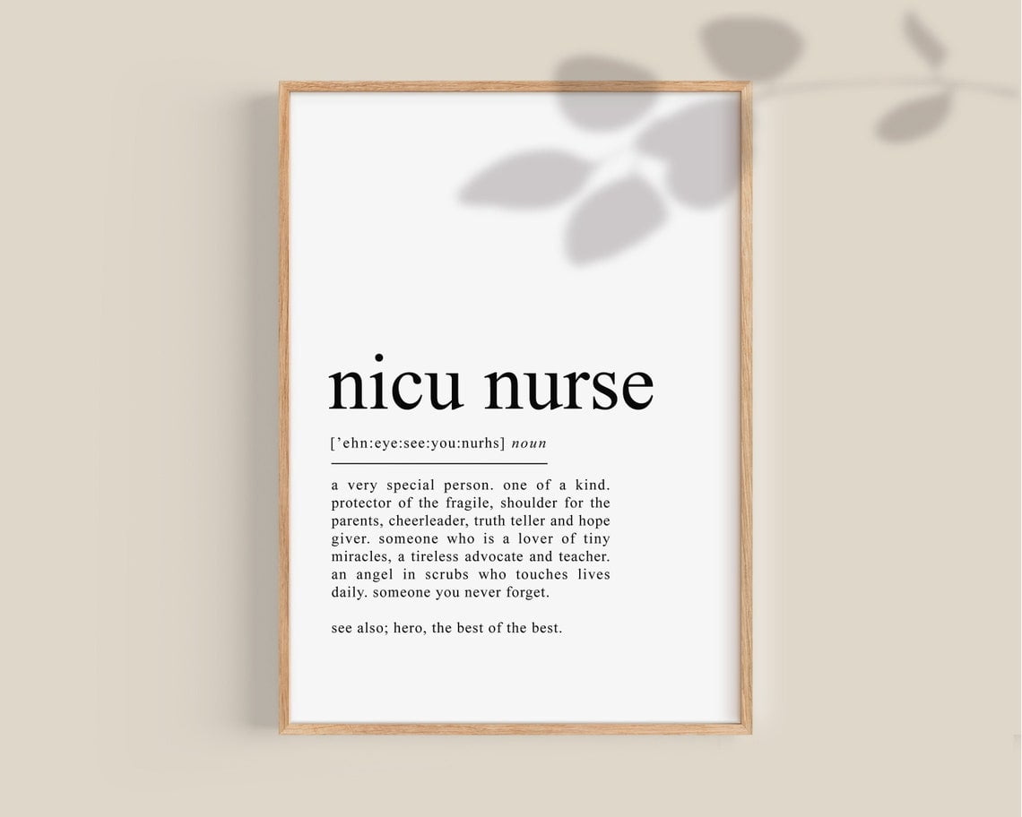NICU Nurse Definition Graduation Art, Unframed Paper Print Size 12x18 ...