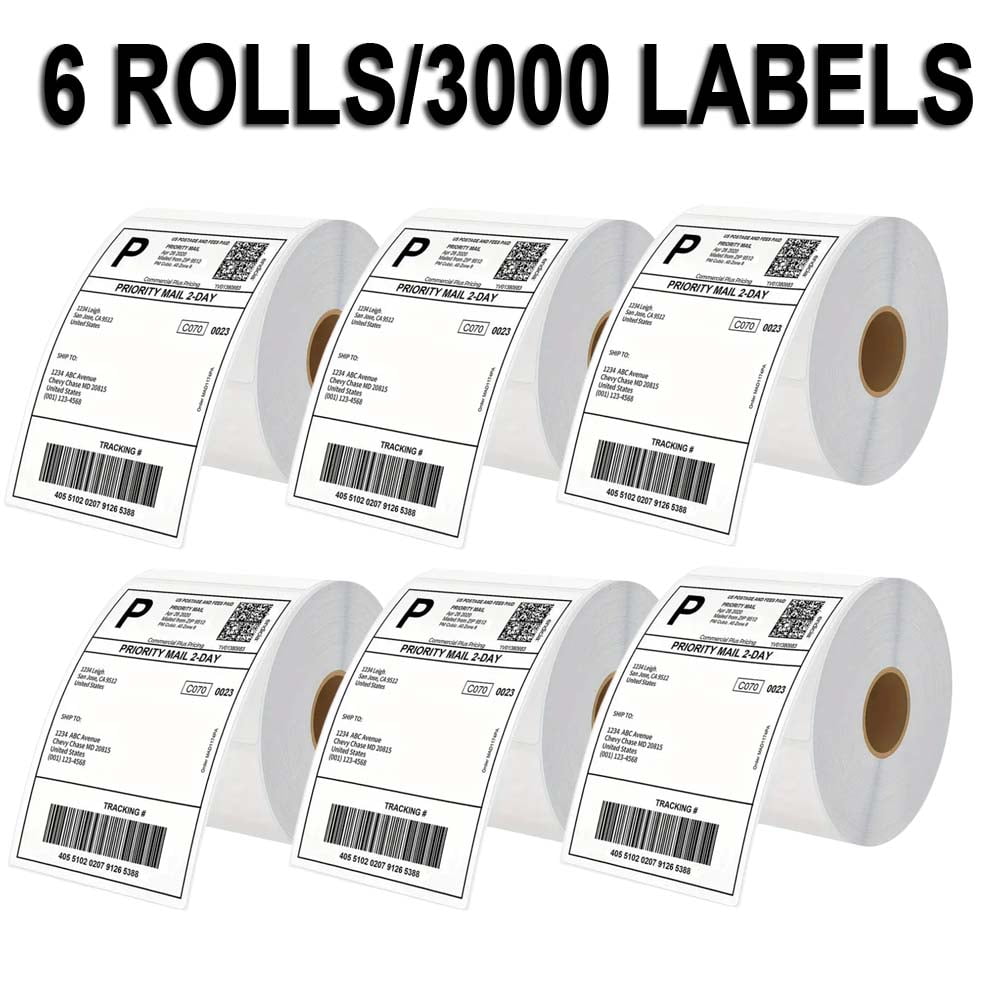 NICWELS Bulk 3,000 labels - 4x6" 500 Labels/ Roll Direct Thermal ...