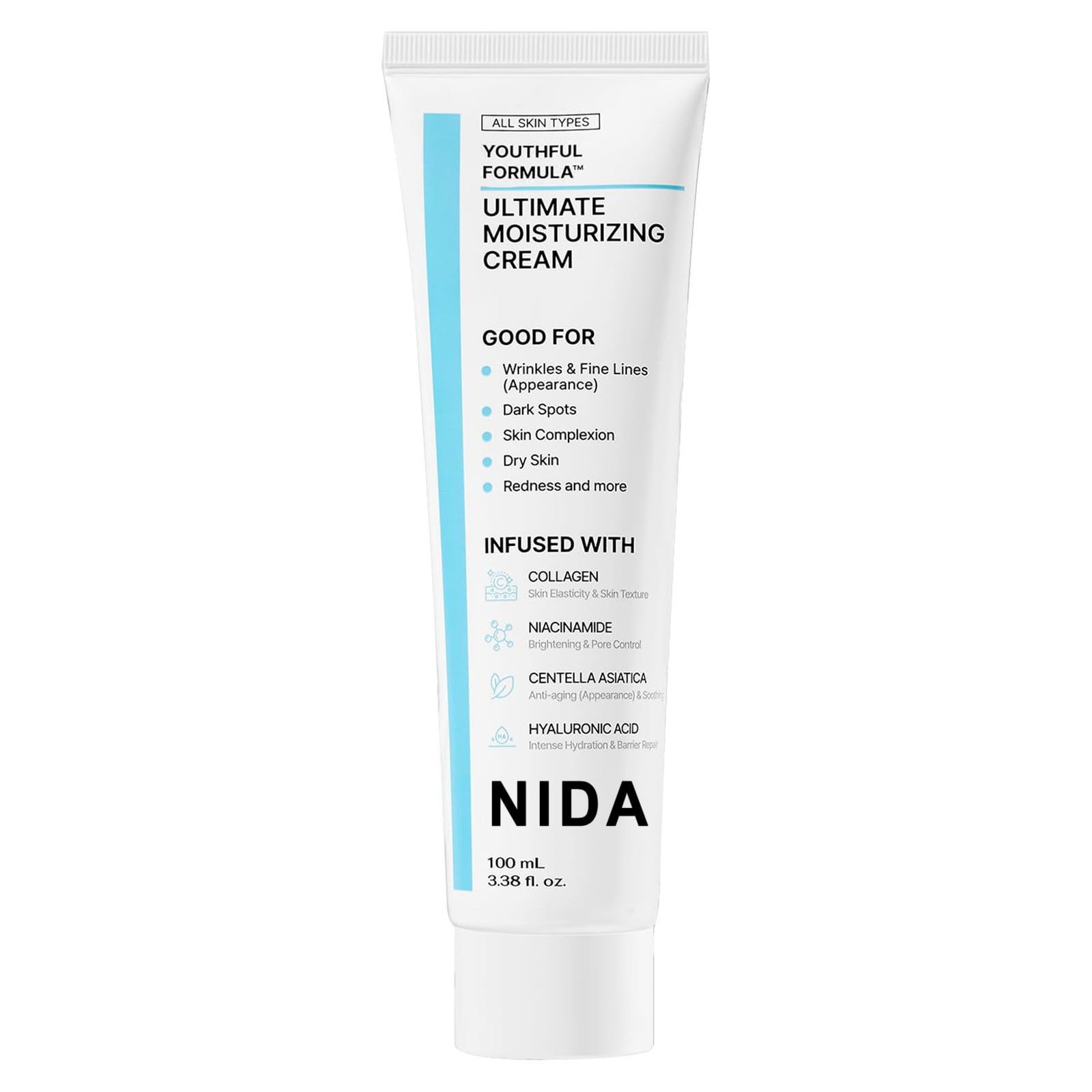 NIDA Korean Face Cream with Centella & Collagen - Intensive Moisturizer for Fine Lines, Wrinkles ...