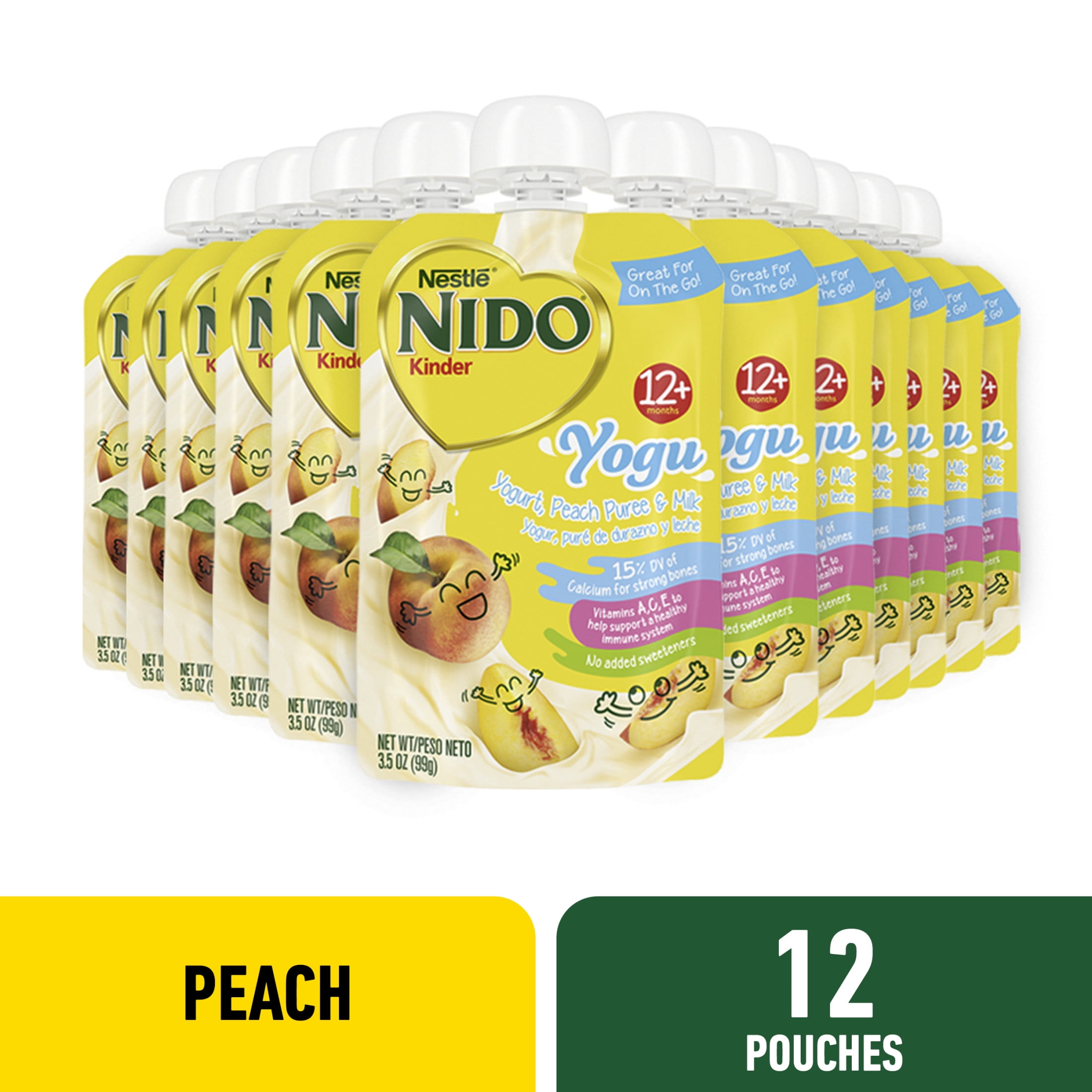NIDO Yogu Toddler Pouch, Peach and Yogurt, 3.5 oz Pouch (12 Pack ...