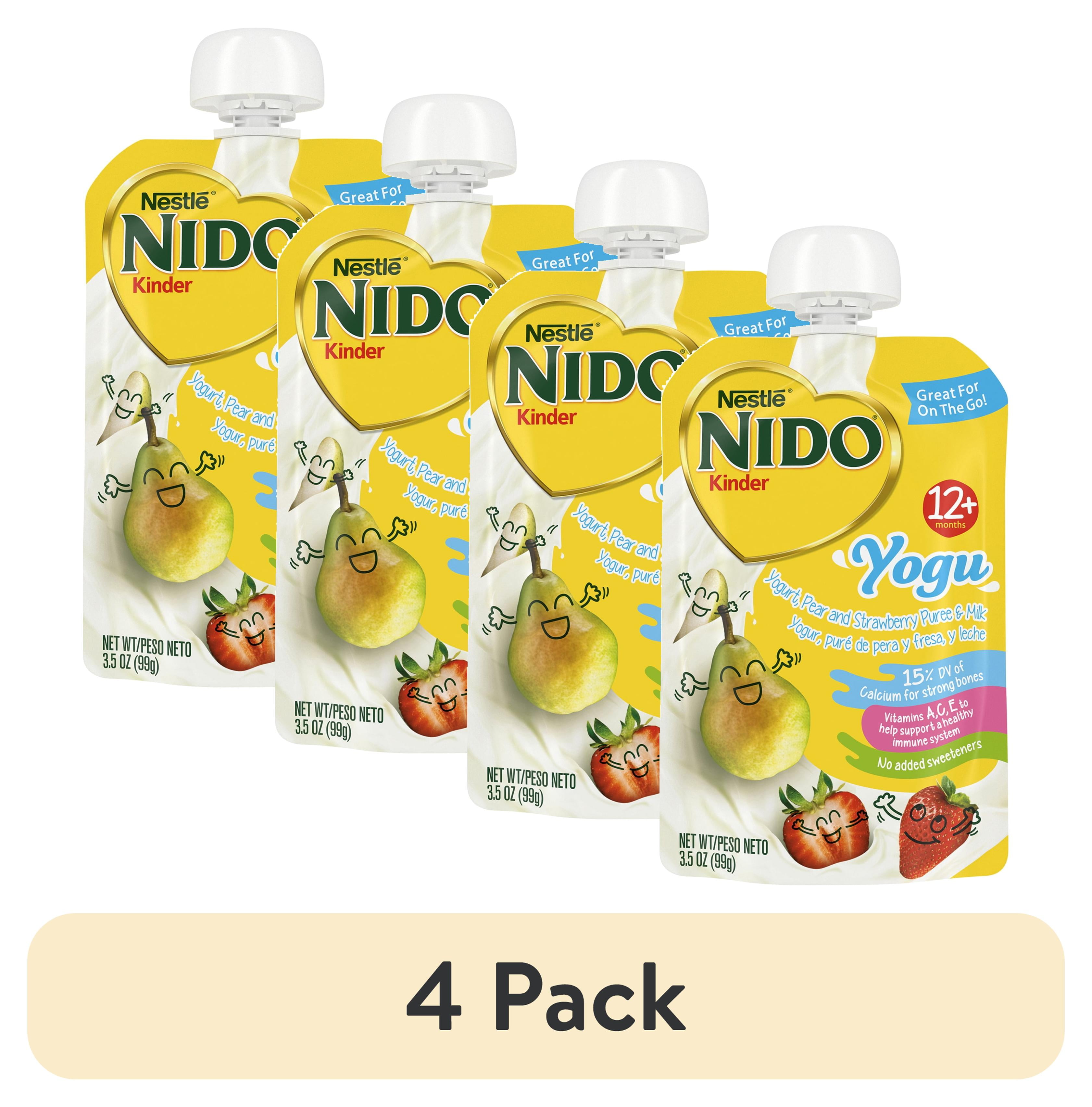 (4 pack) NIDO Yogu Toddler Pouch, Pear Strawberry and Yogurt, 3.5 oz ...