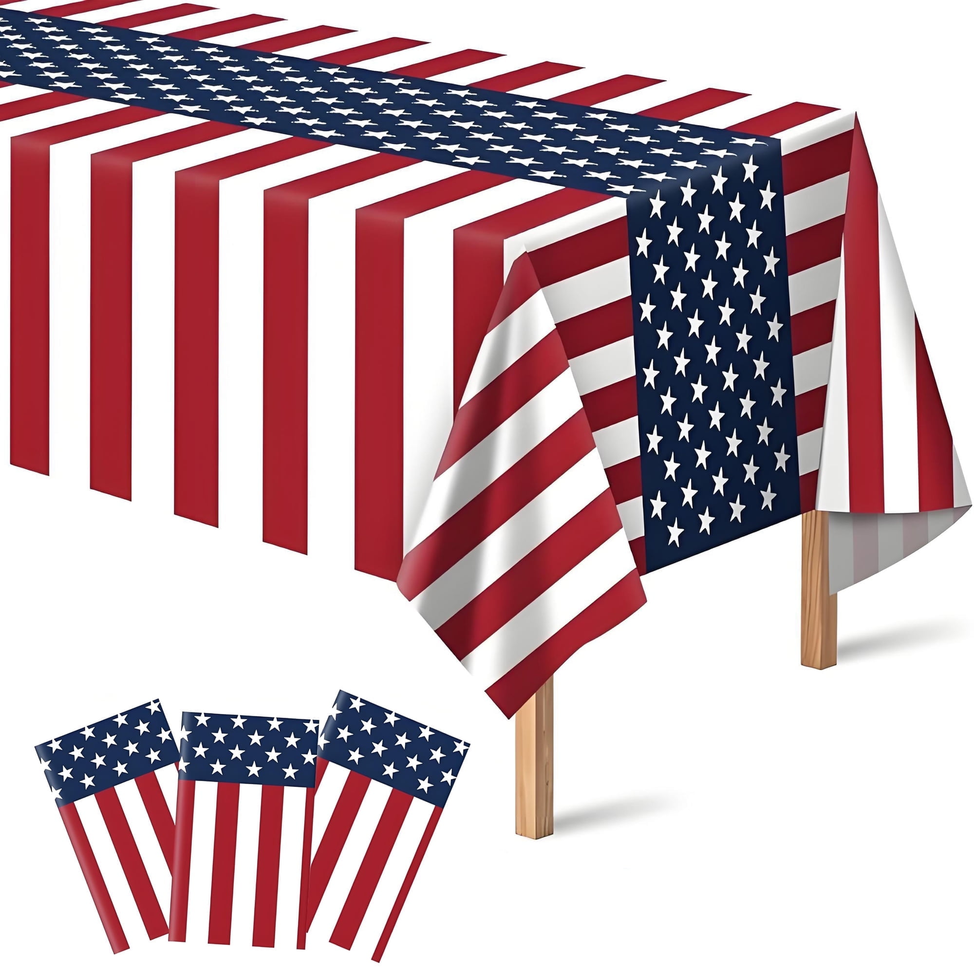 NIETEIN 4th of July Patriotic Tablecloth Rectangular 54x108 Inch Party ...