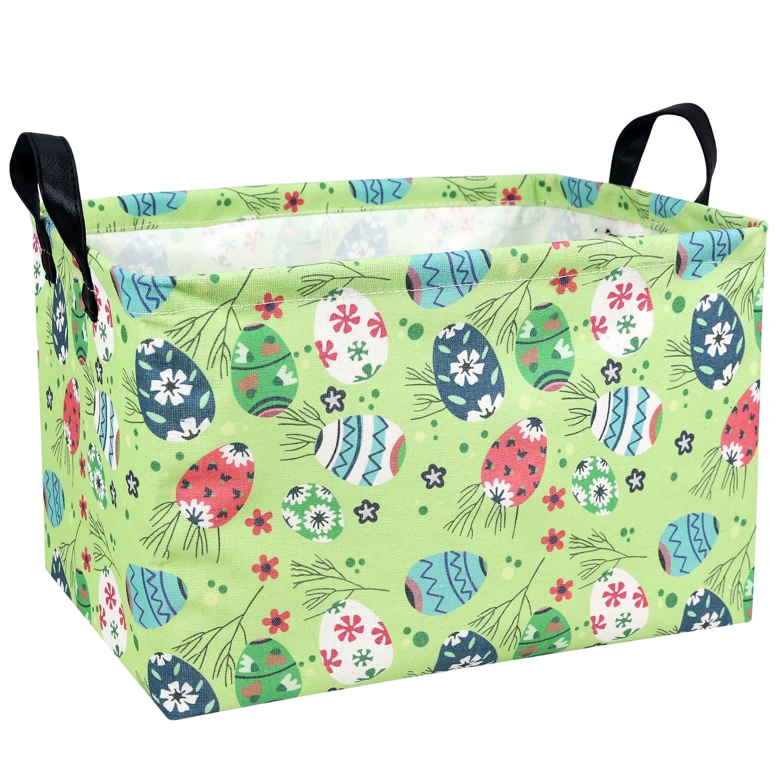 NIETEIN Cute Canvas Cotton Rectangular Easter Basket Rabbit Basket for ...