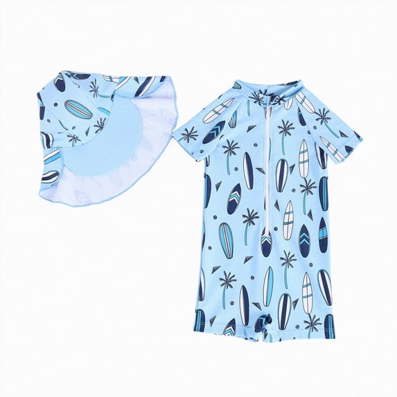 NIEWTR Baby Toddler Swimsuit One Piece Zip Rash Guard Lovely Print ...