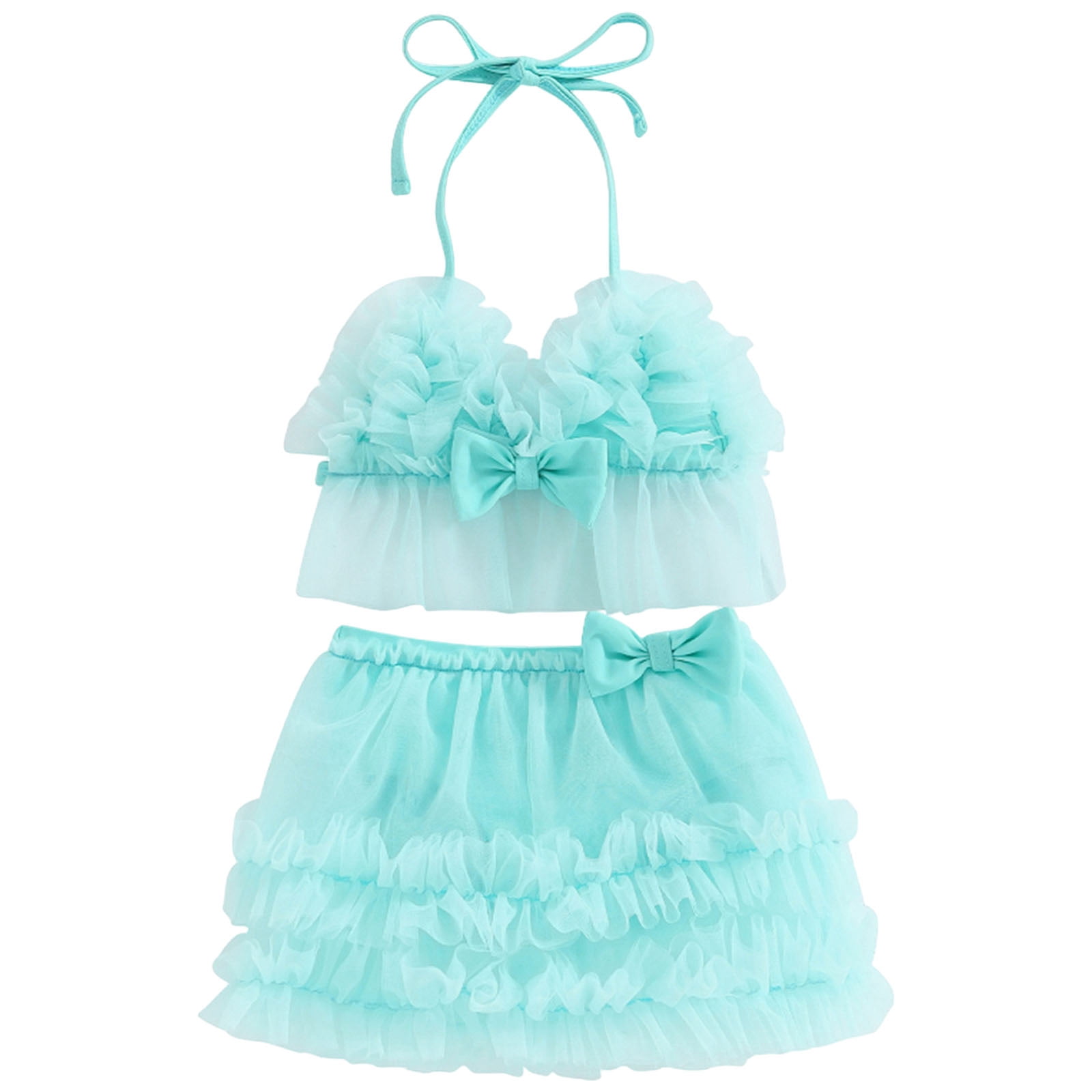 NIEWTR Girls Swimsuit 2 Piece Bikini Set Tiered Ruffled Bathing Suit ...
