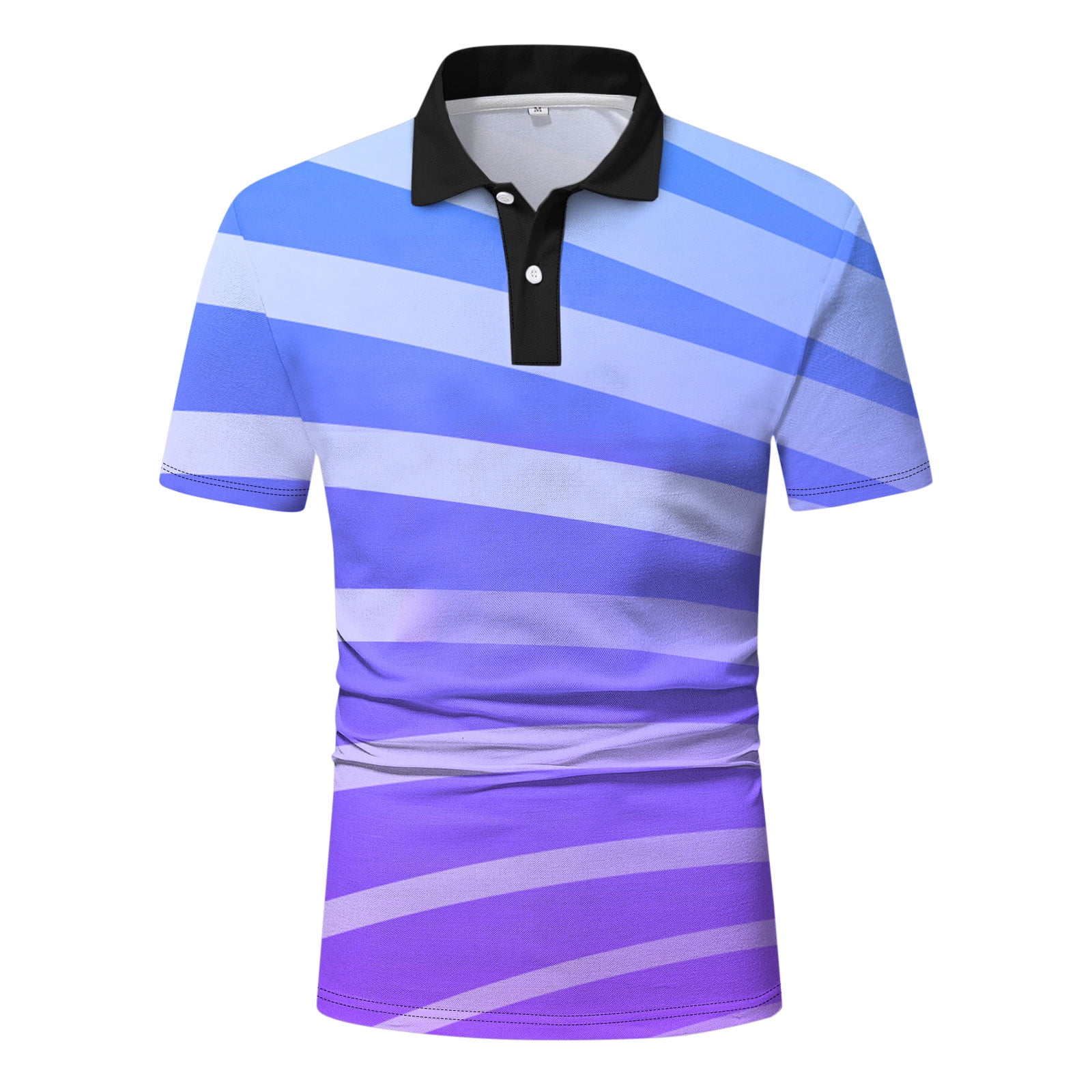 Niewtr Mens Polo Shirts Short Sleeve Striped Casual Collared Pique