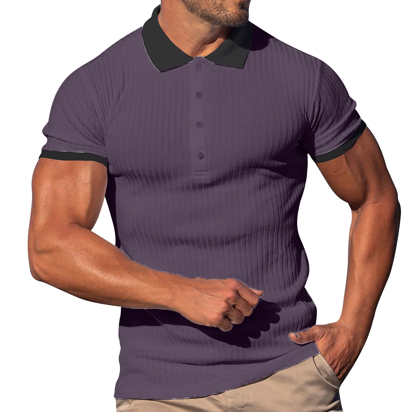 NIEWTR Men's Short Sleeve Polos Contrasting Colors Golf T-Shirt Casual ...