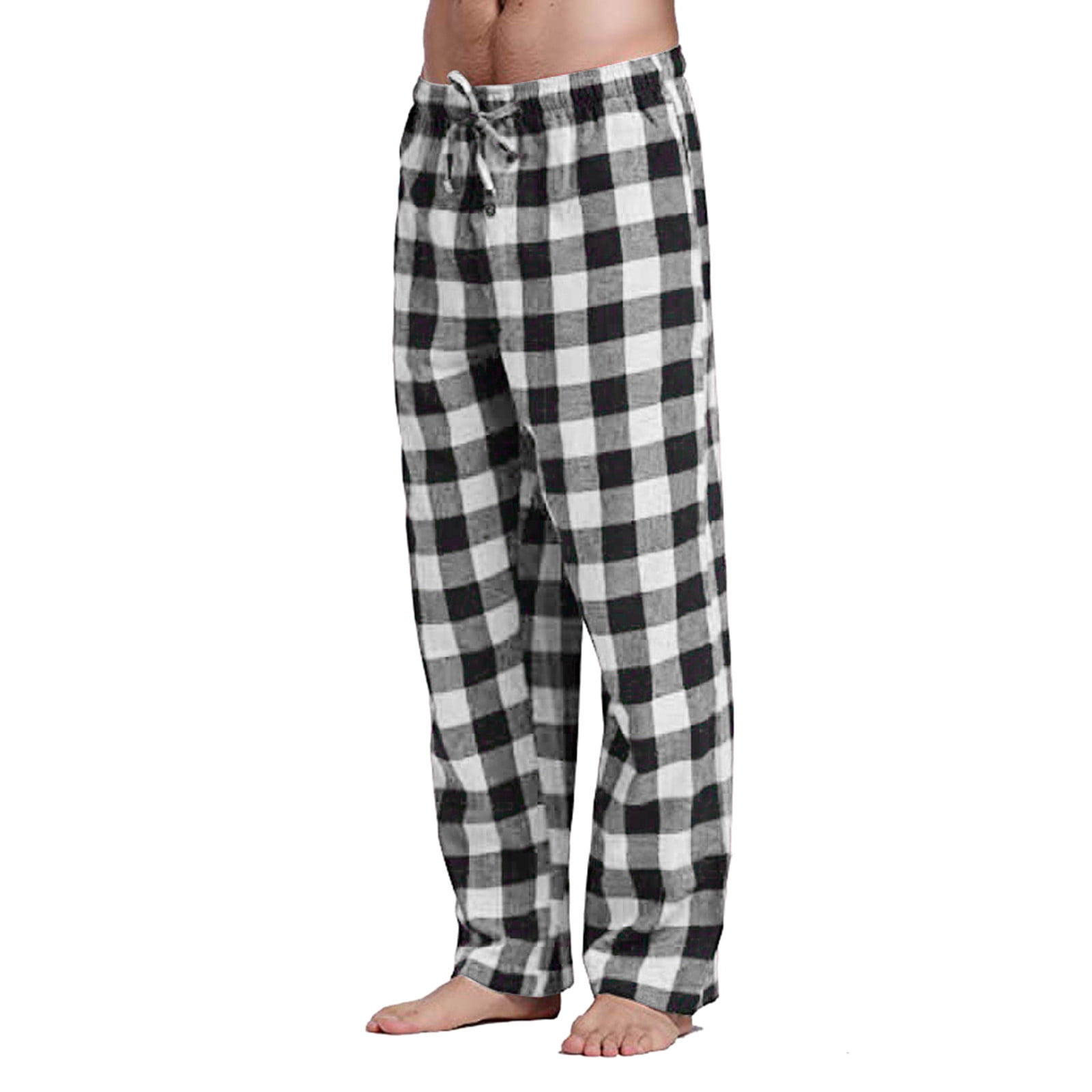 NIEWTR Mens Pajama Pants Set Flannel Cotton Plaid Sleep & Lounge Pants ...