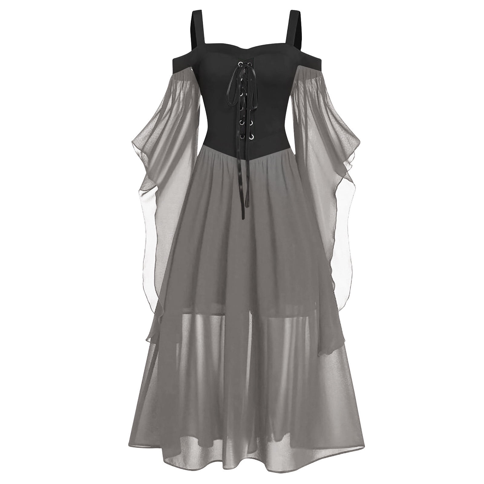 NIEWTR Renaissance Dress for Women, Gothic Robe Dress, Solid Splicing ...