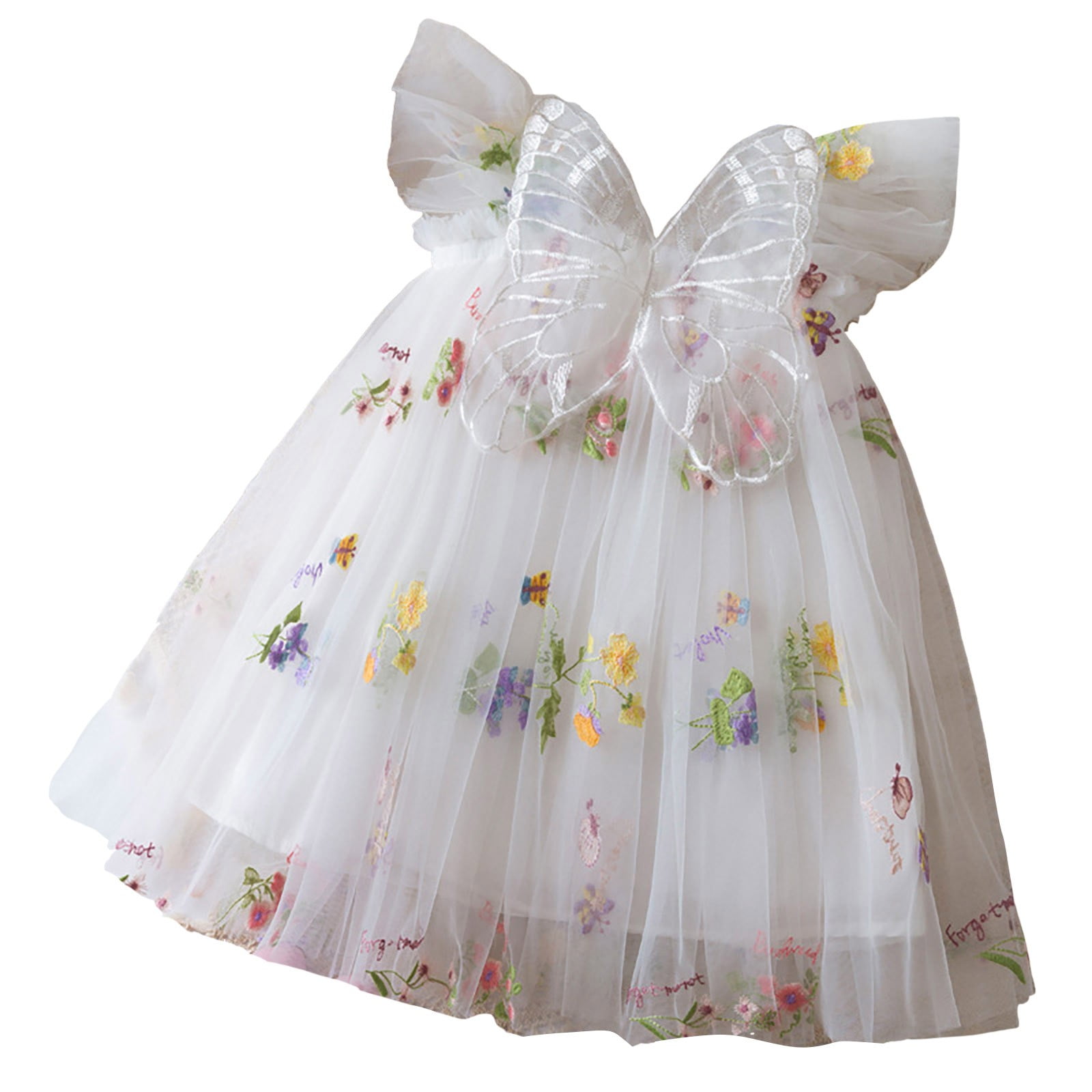 NIEWTR Toddler Baby Girl Glitter Mesh Dress Butterfly Wings Dress for ...