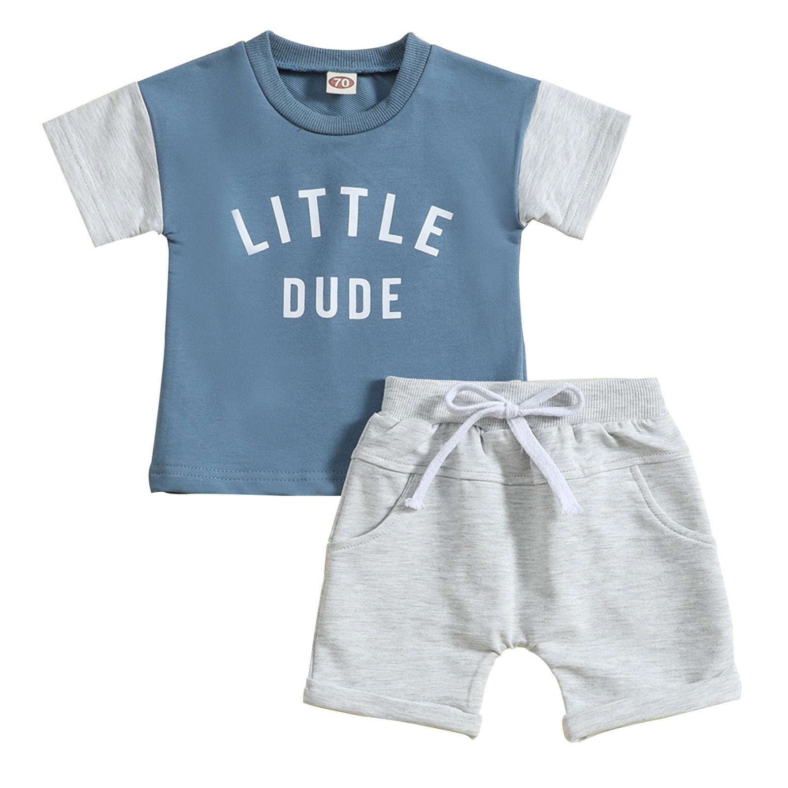 NIEWTR Toddler Boy Summer Short Sets Outfits Cotton CrewNeck Navy Blue ...