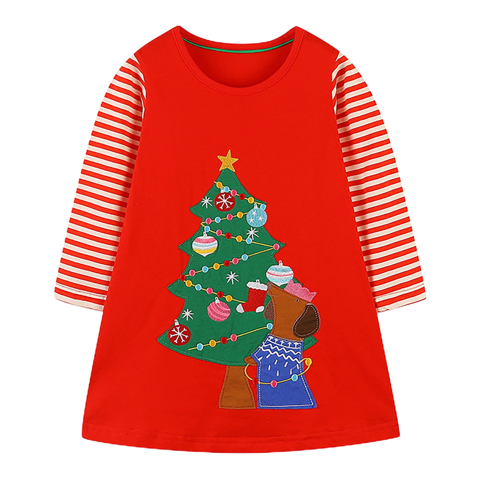 NIEWTR Toddler Girls Dress Kids Christmas Long Sleeve Cartoon Dress Casual T Shirt Loose Dresses ...