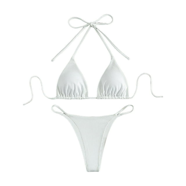NIEWTR Women's Ribbed Cut Out Bikini Set String Swimwear Sexy Brazilian ...