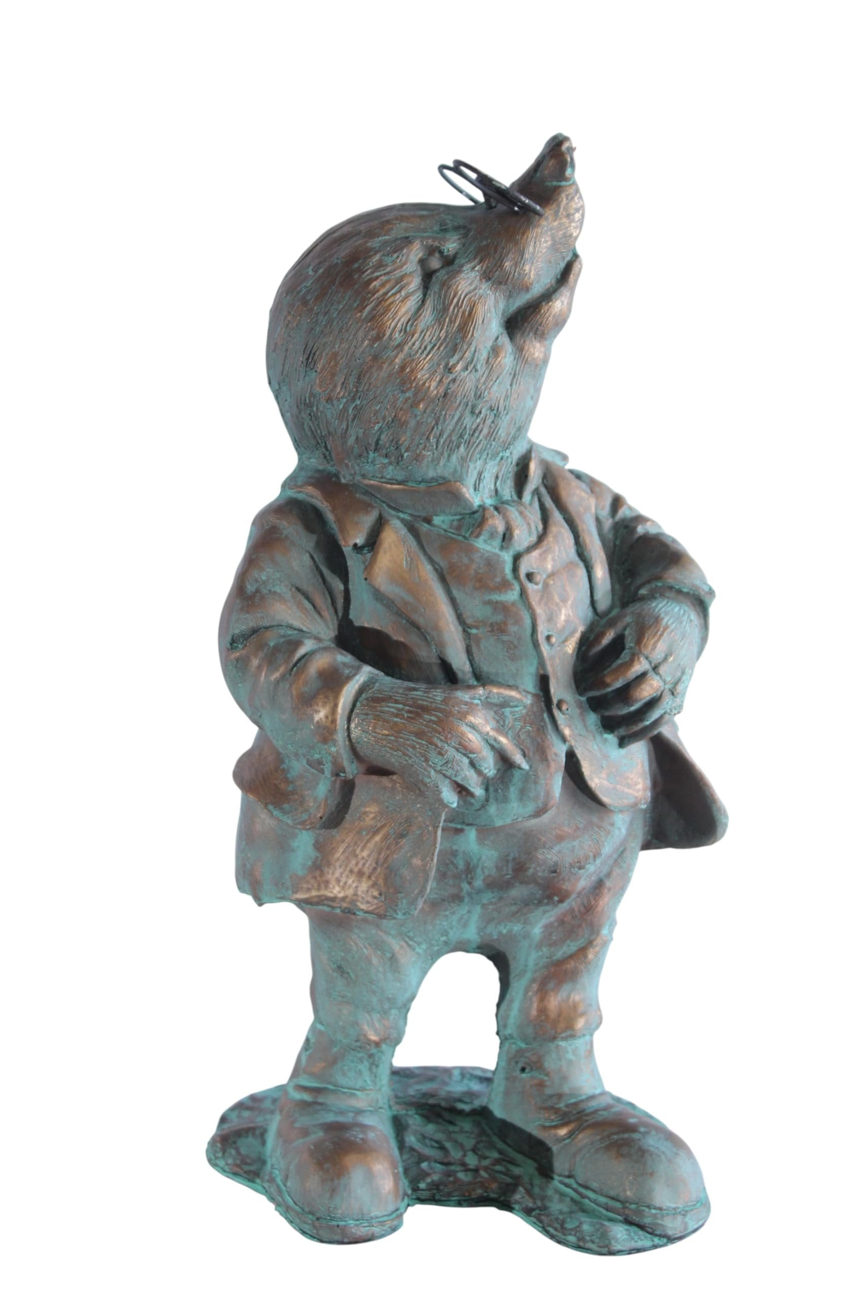 NIFAO Resin Mole Statue with Glasses Bronze Look Green Patina 8" x 7" x ...
