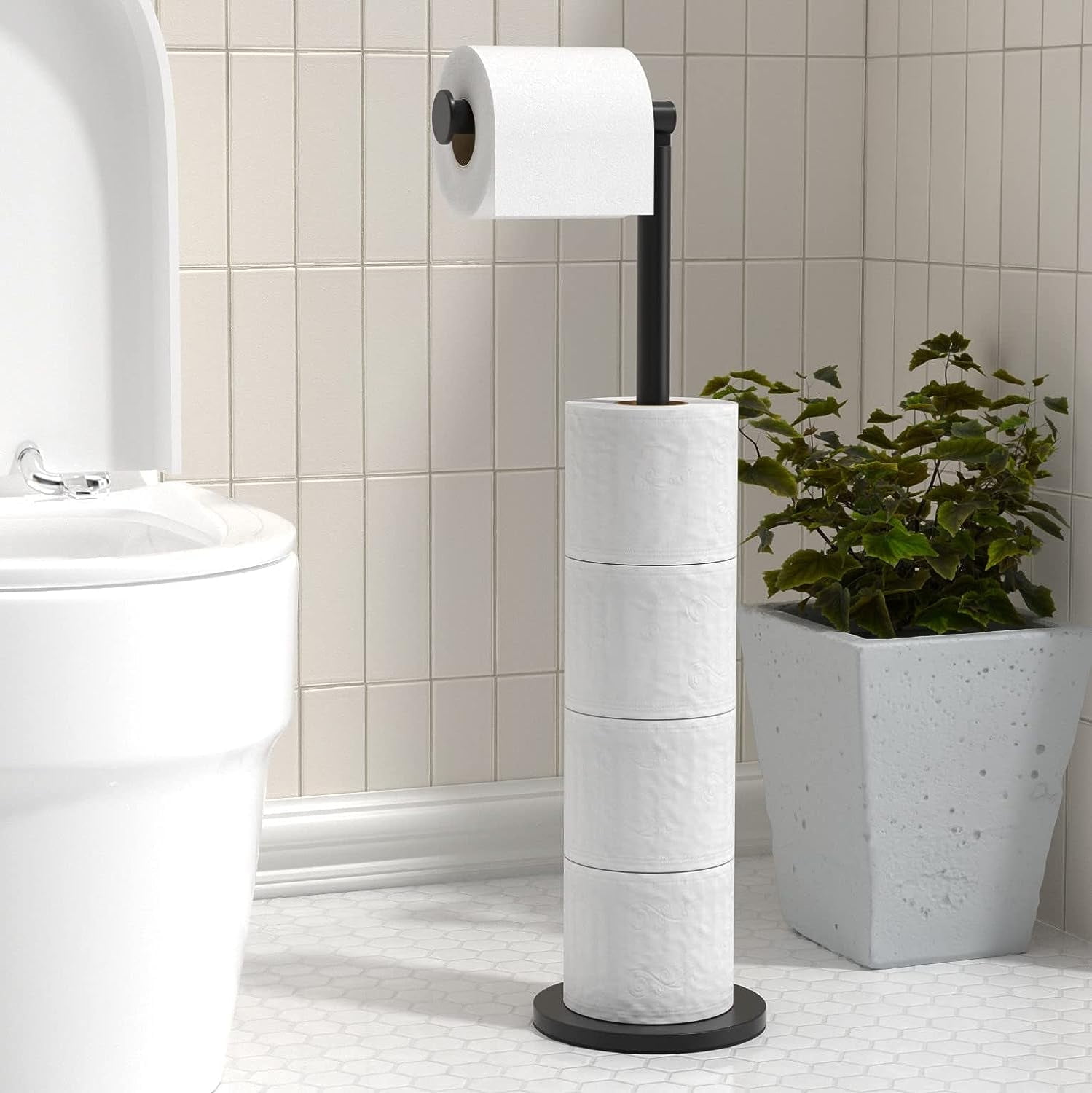niffgaff Freestanding Folding Toilet Paper Holder, Rustproof Stainless ...