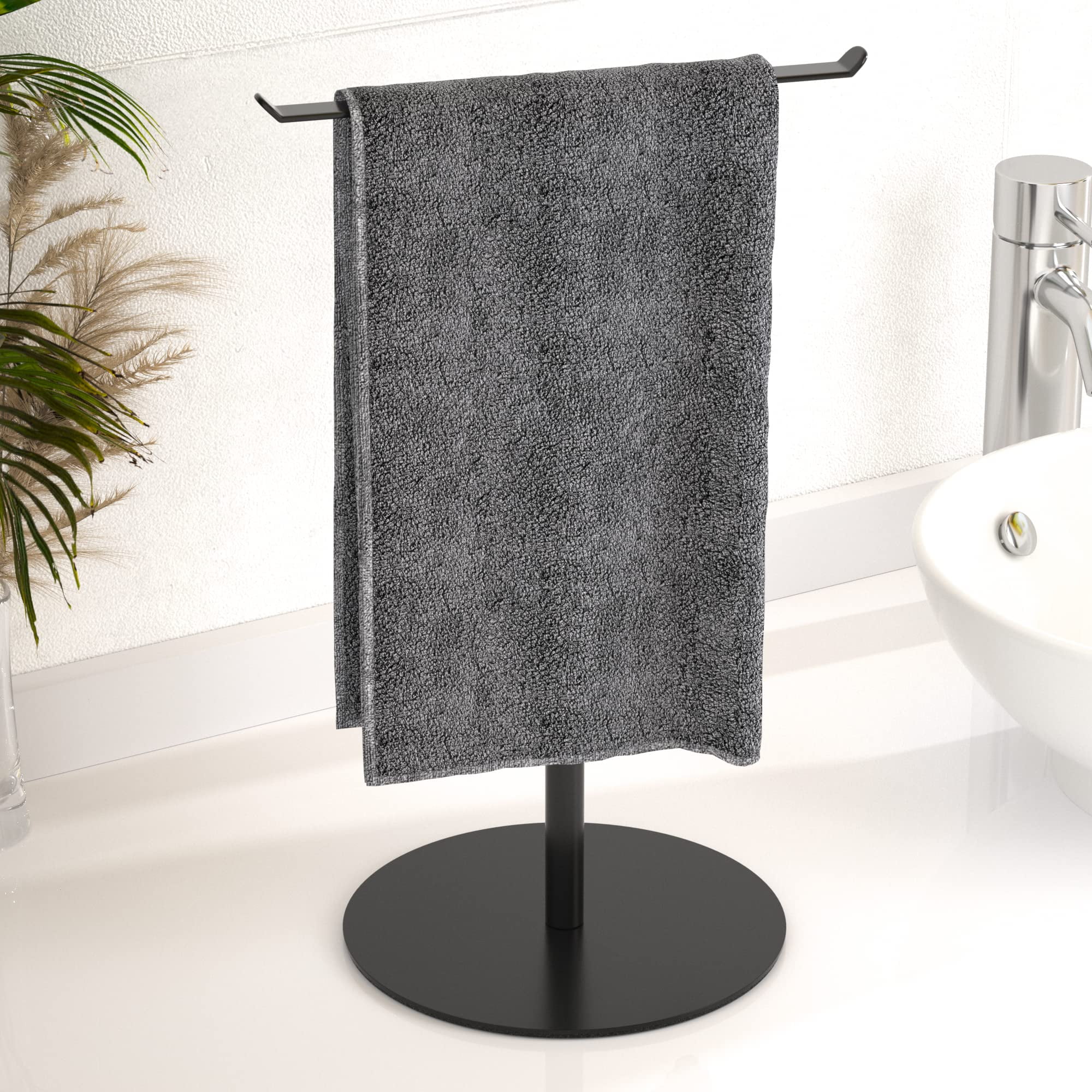 NIFFGAFF Matte Black Hand Towel Holder for Bathroom, T-Shape Towel Rack ...