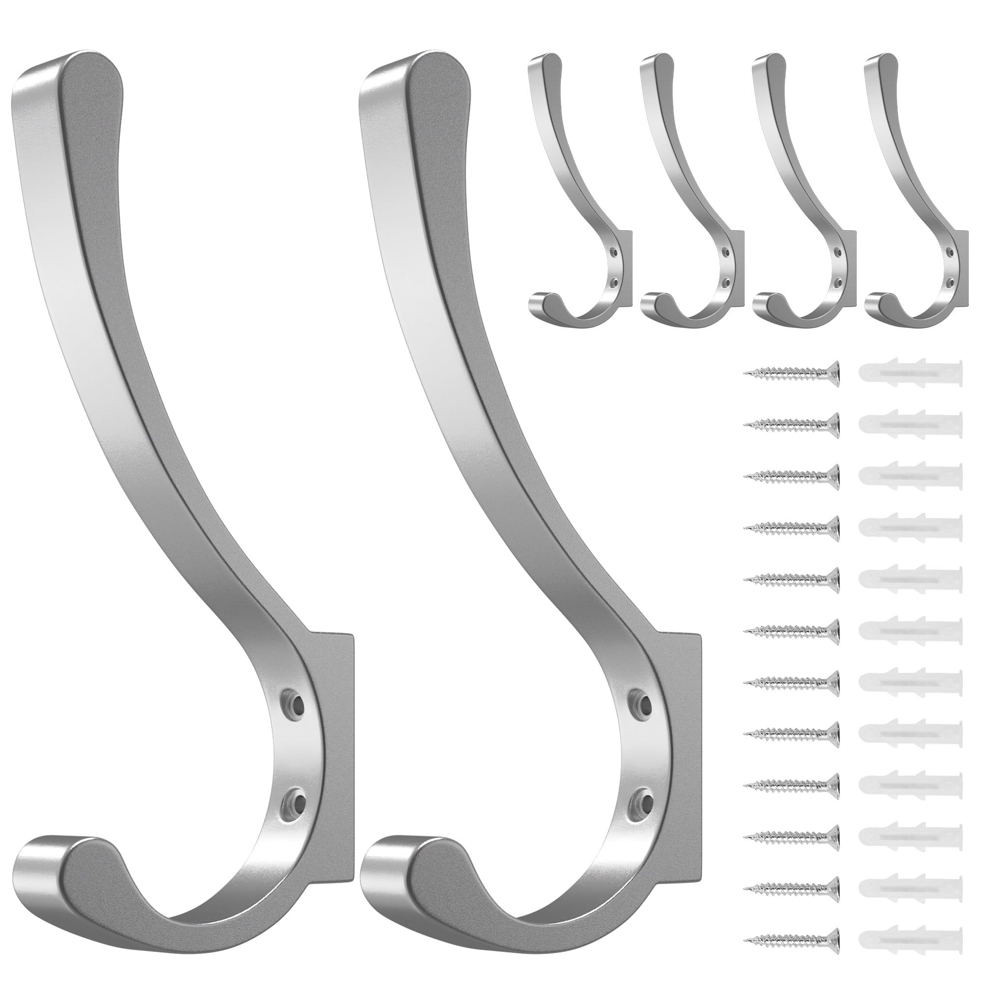 NIFFGAFF Metal Wall Hooks Screw In : 6 Packs Large Heavy Duty Mount for ...