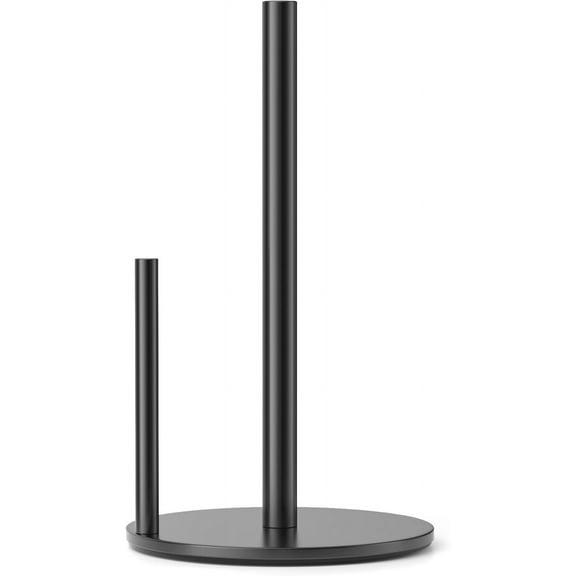 Wooden Countertop Paper Towel Holder - Round Wood Base & Iron Frame ...