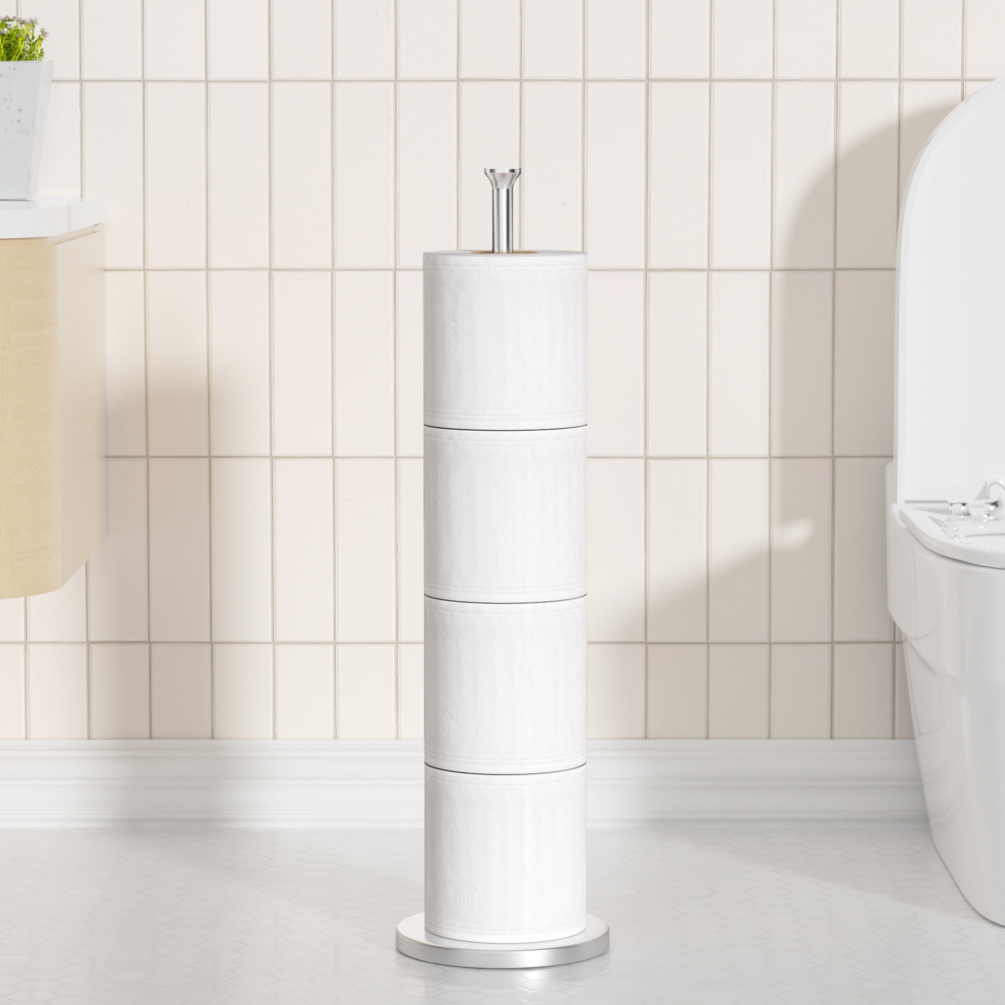 NIFFGAFF Stainless Steel Free-Standing Toilet Roll Holder Stand with ...