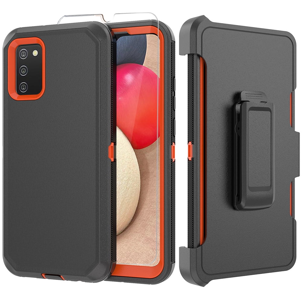 NIFFPD Samsung Galaxy A02S Case with Screen Protectors, Heavy Duty Protective Phone Case ...