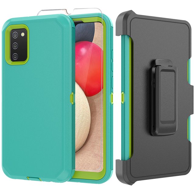 NIFFPD Samsung Galaxy A02S Case with Screen Protectors, Heavy Duty Protective Phone Case ...