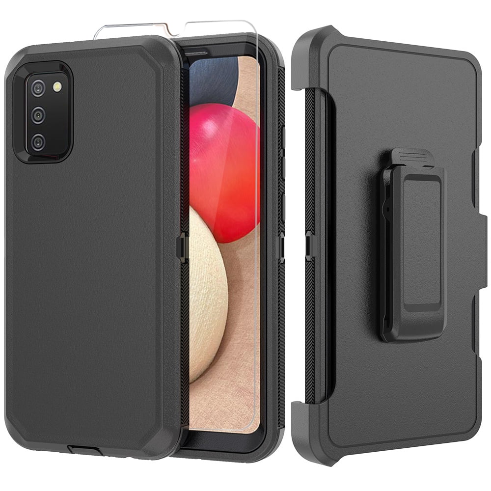 NIFFPD Samsung Galaxy A02S Case with Screen Protectors, Heavy Duty Protective Phone Case ...