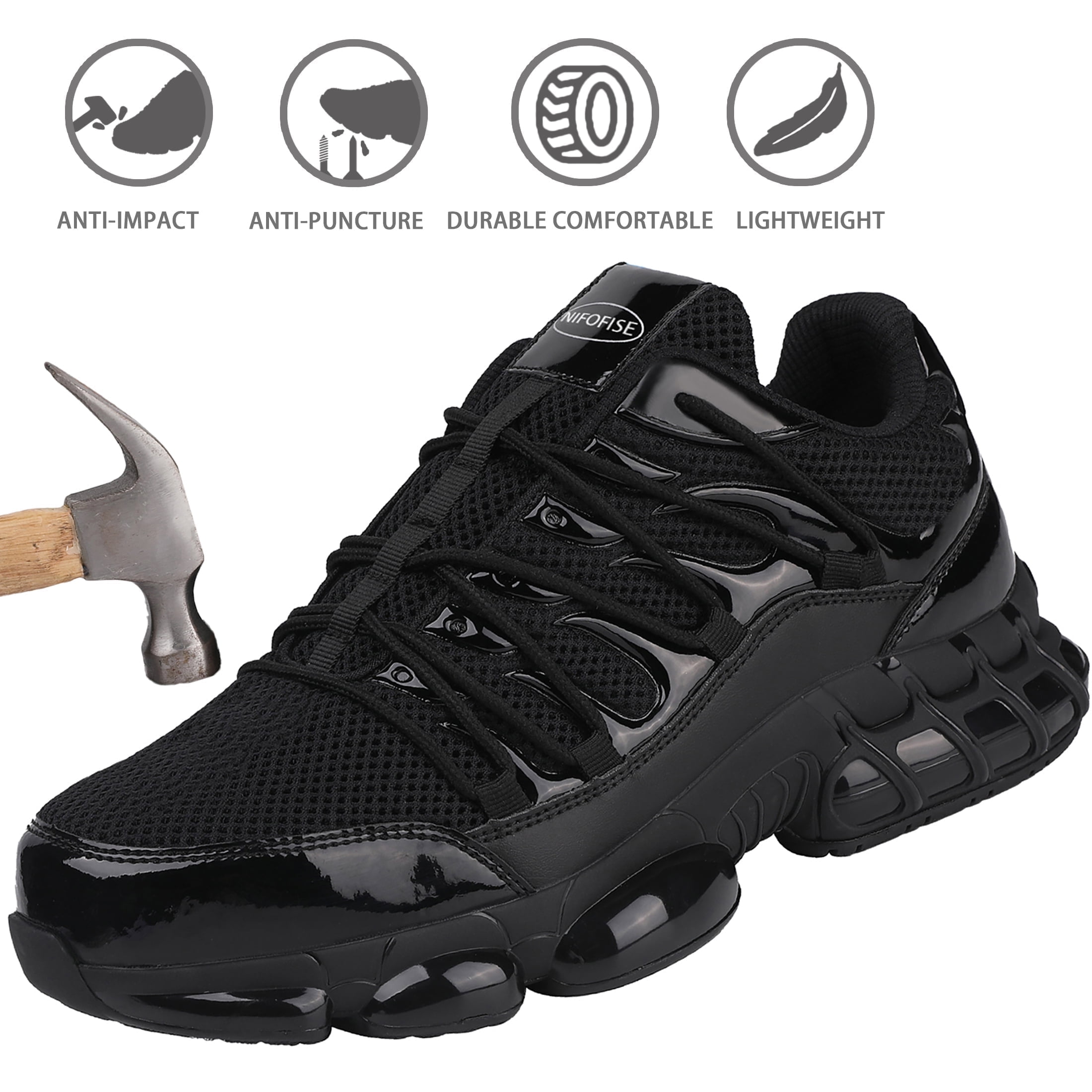 Steel Toe Safety Work Shoes, Anti-Smashing and Puncture-Proof for Men ...