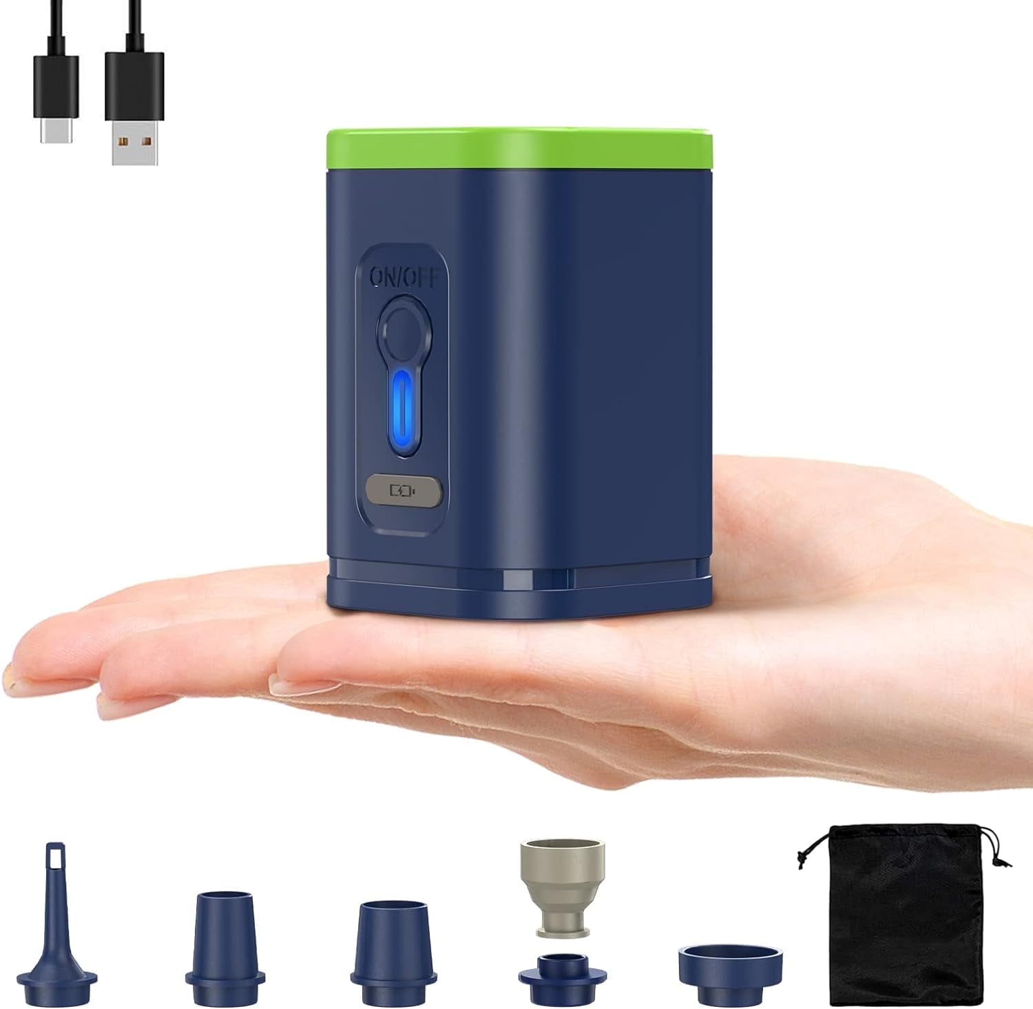 NIGHTEEN Electric Air Pump for Inflatables Mattress, Portable USB ...