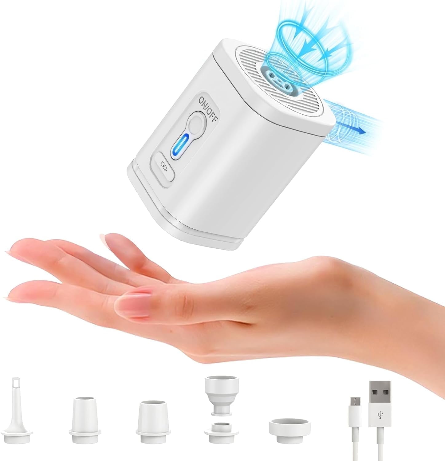 NIGHTEEN Portable Mini Electric Air Pump, USB Rechargeable for Air ...