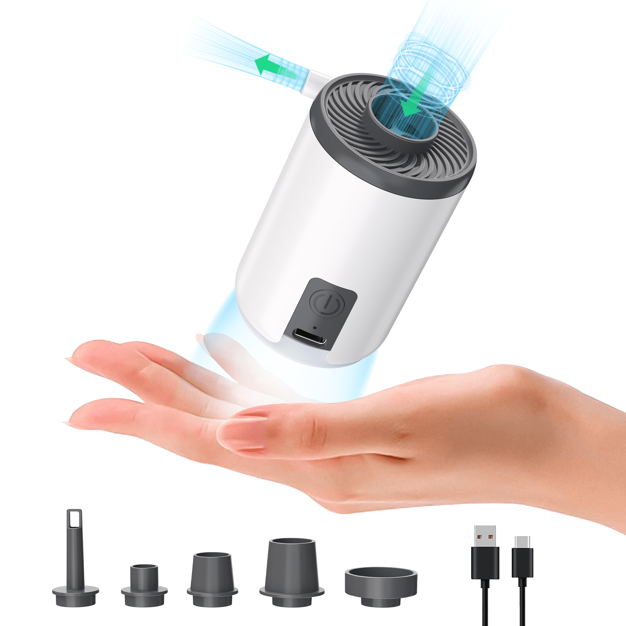 NIGHTEEN Electric Mini Air Mattress Pump for Inflatables, Portable USB ...