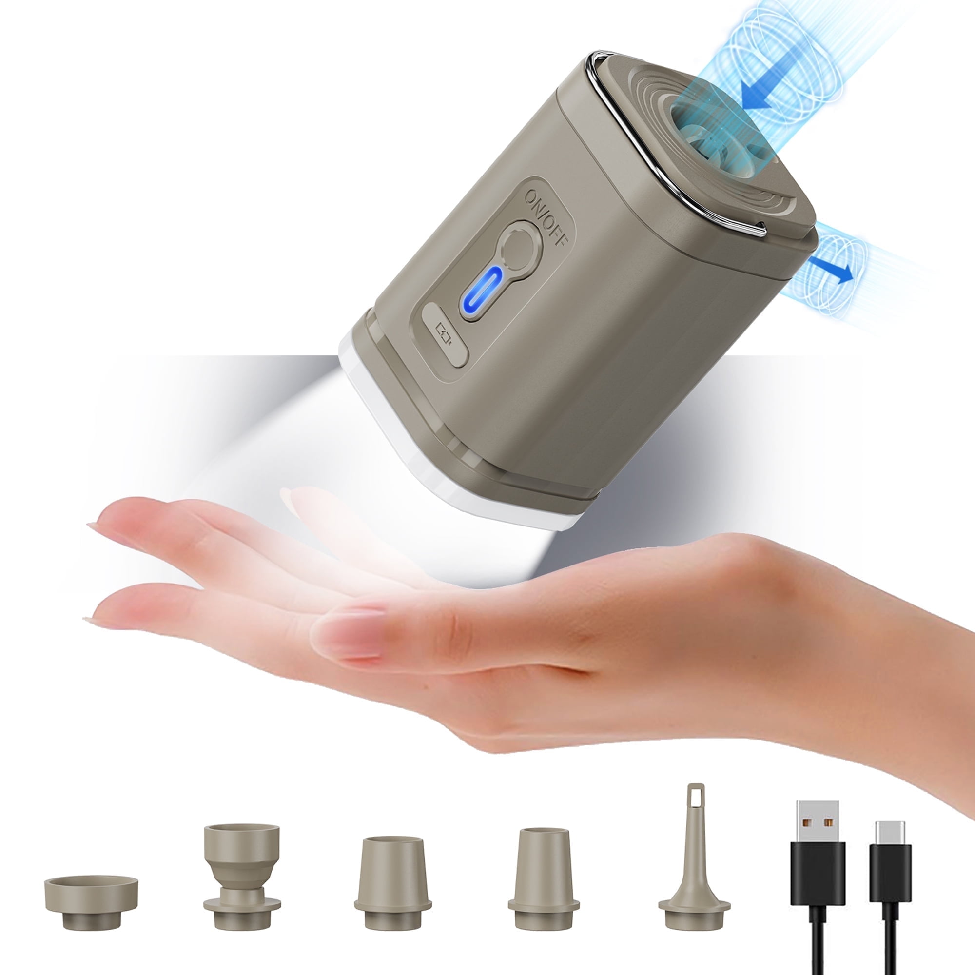 NIGHTEEN Mini USB Rechargeable Air Pump for Airbeds, Mattresses, Pool ...