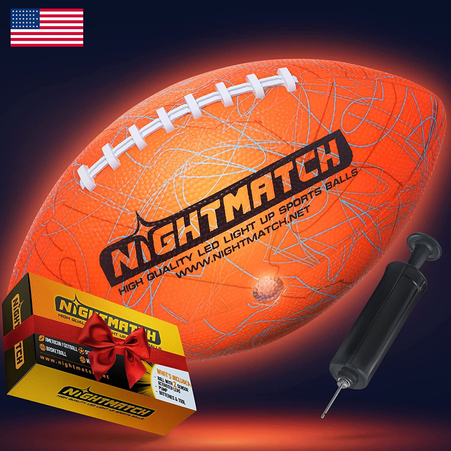 NIGHTMATCH Glow in The Dark Football - Ultra Bright Waterproof LED ...