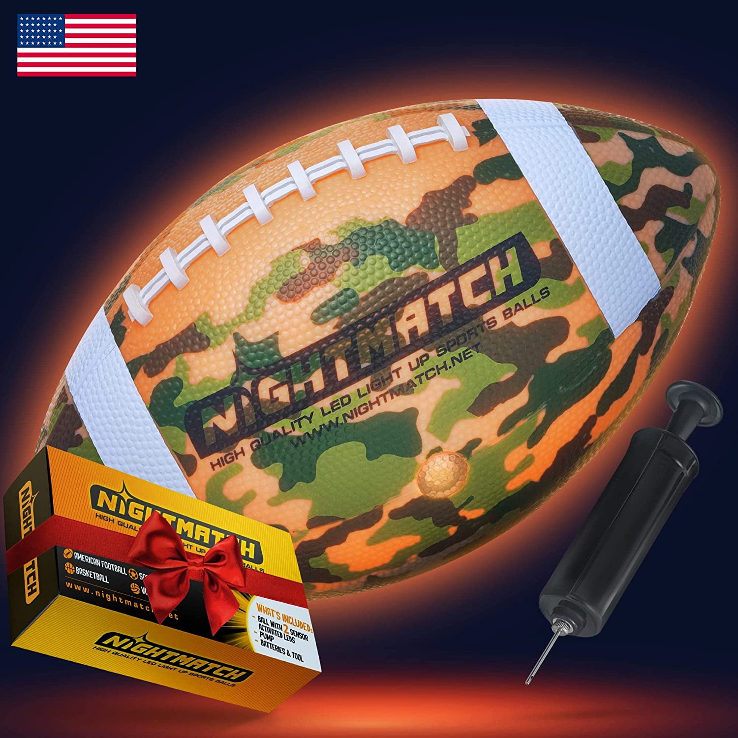 NIGHTMATCH Glow in The Dark Football - Ultra Bright Waterproof LED ...