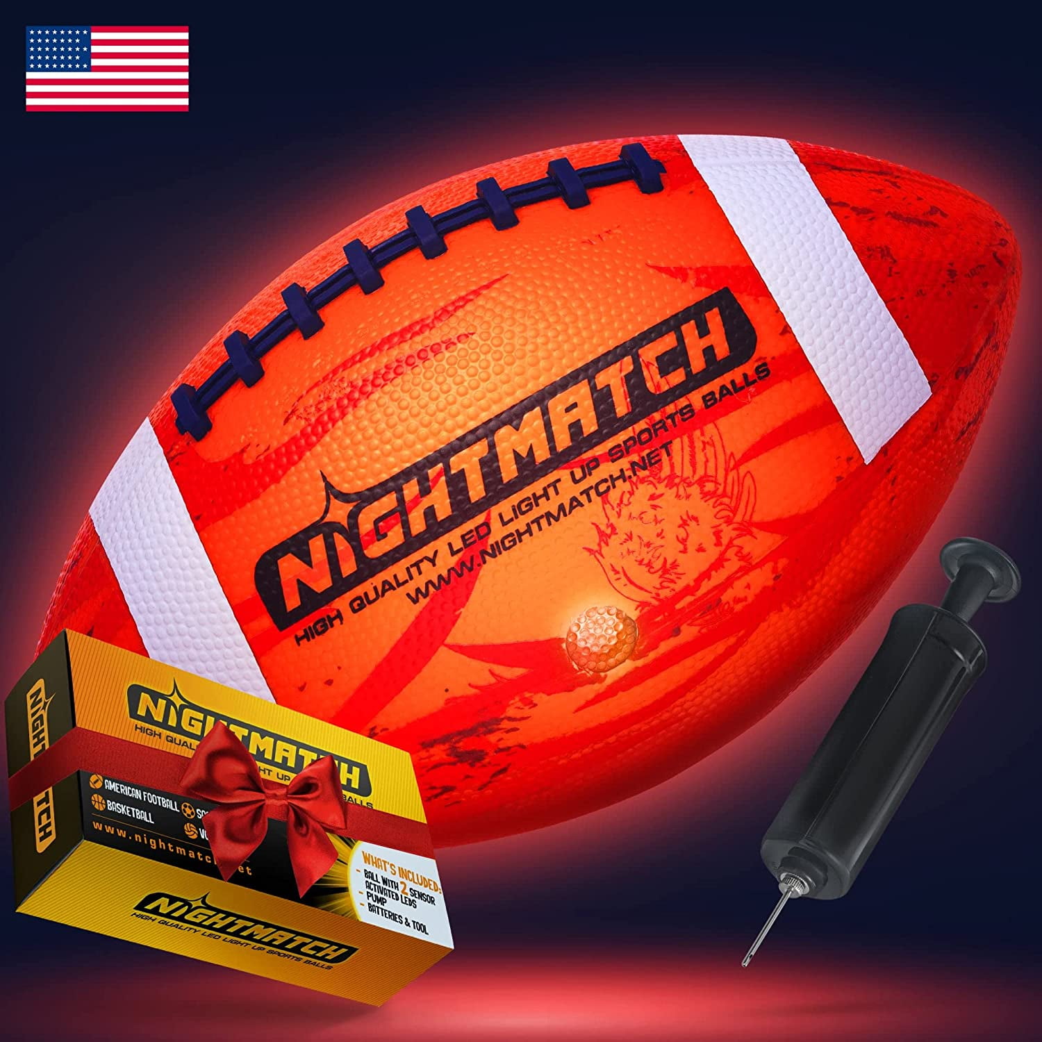 NIGHTMATCH Glow in The Dark Football - Ultra Bright Waterproof LED ...