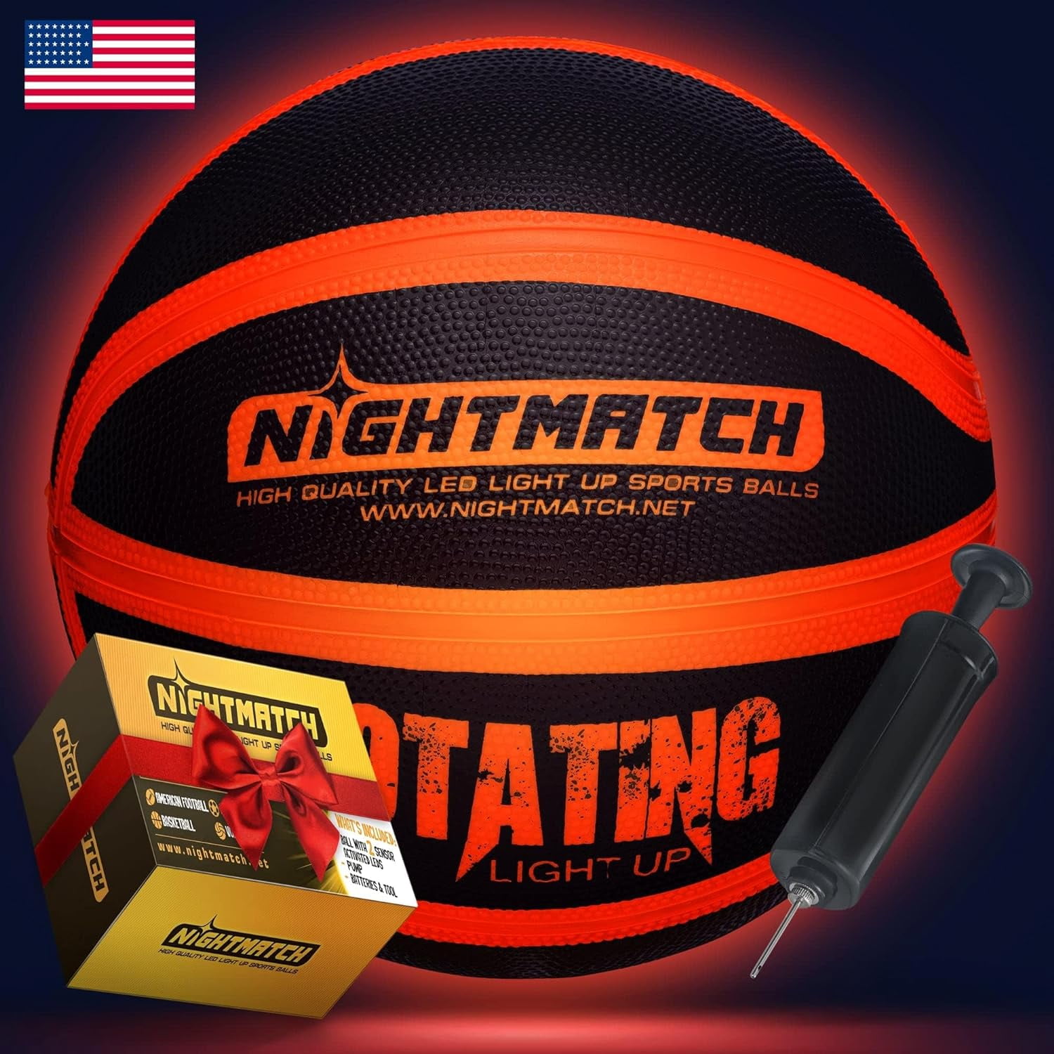 NIGHTMATCH Size 7 LED Light Up Basketball - Glow in the Dark Basketball ...
