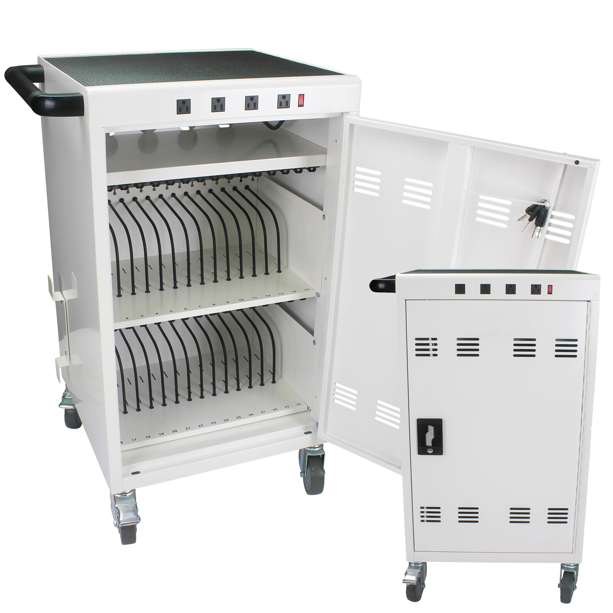 NIGSQJB 35 Unit Mobile Charging Cart with Front & Back Access Locking ...