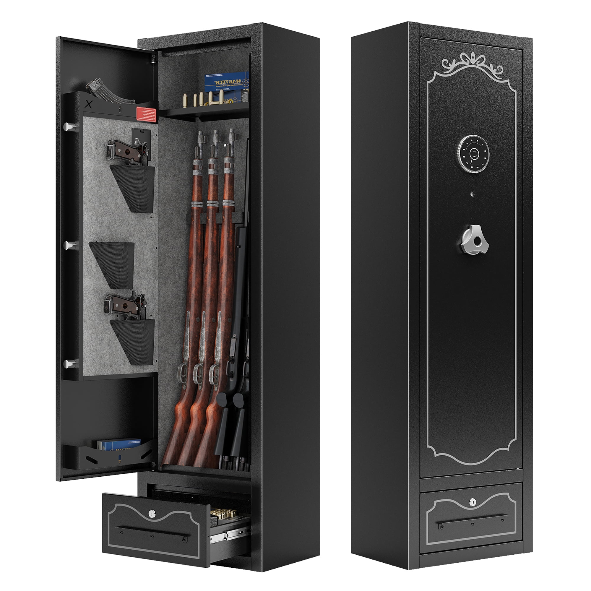 NIGSQJB 6 Gun Safe for Rifles and Pistols Heavy Duty Gun Cabinet for ...