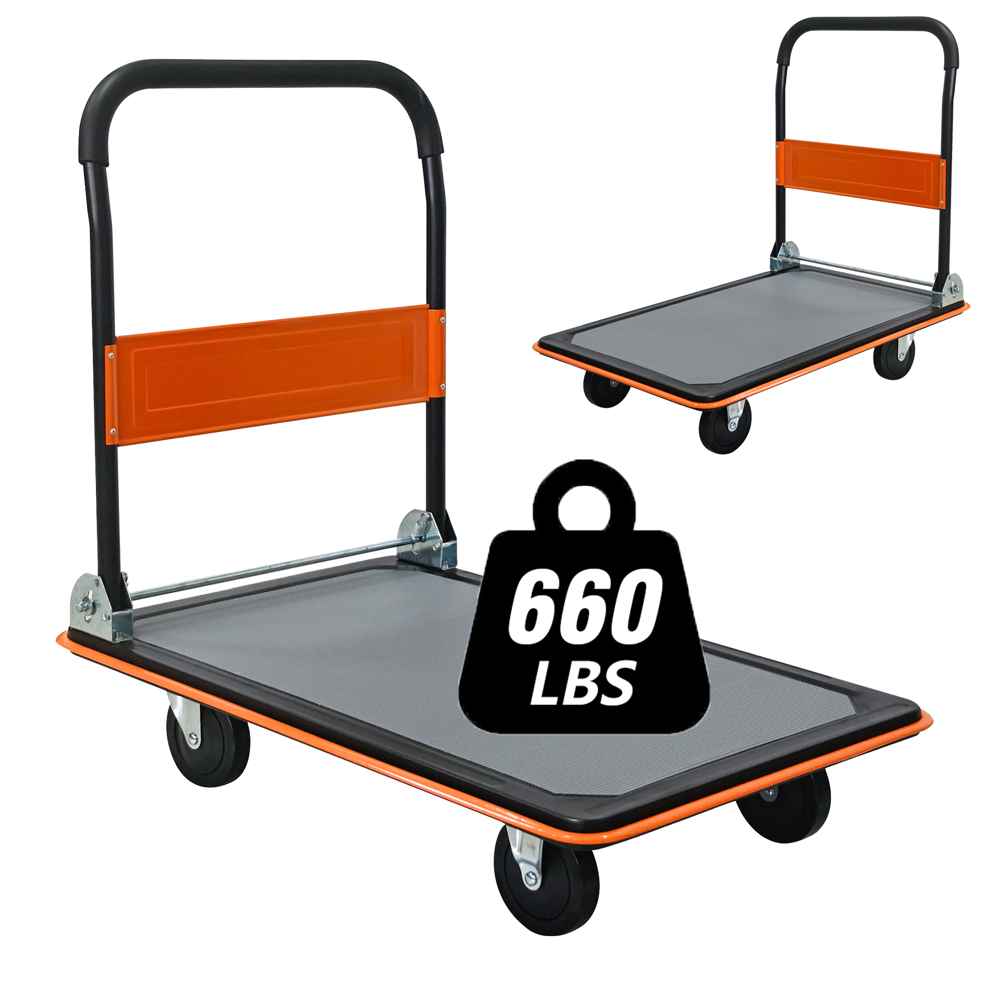 NIGSQJB 660lbs Capacity Push Hand Cart Wagon Cart, Heavy-Duty Foldable ...