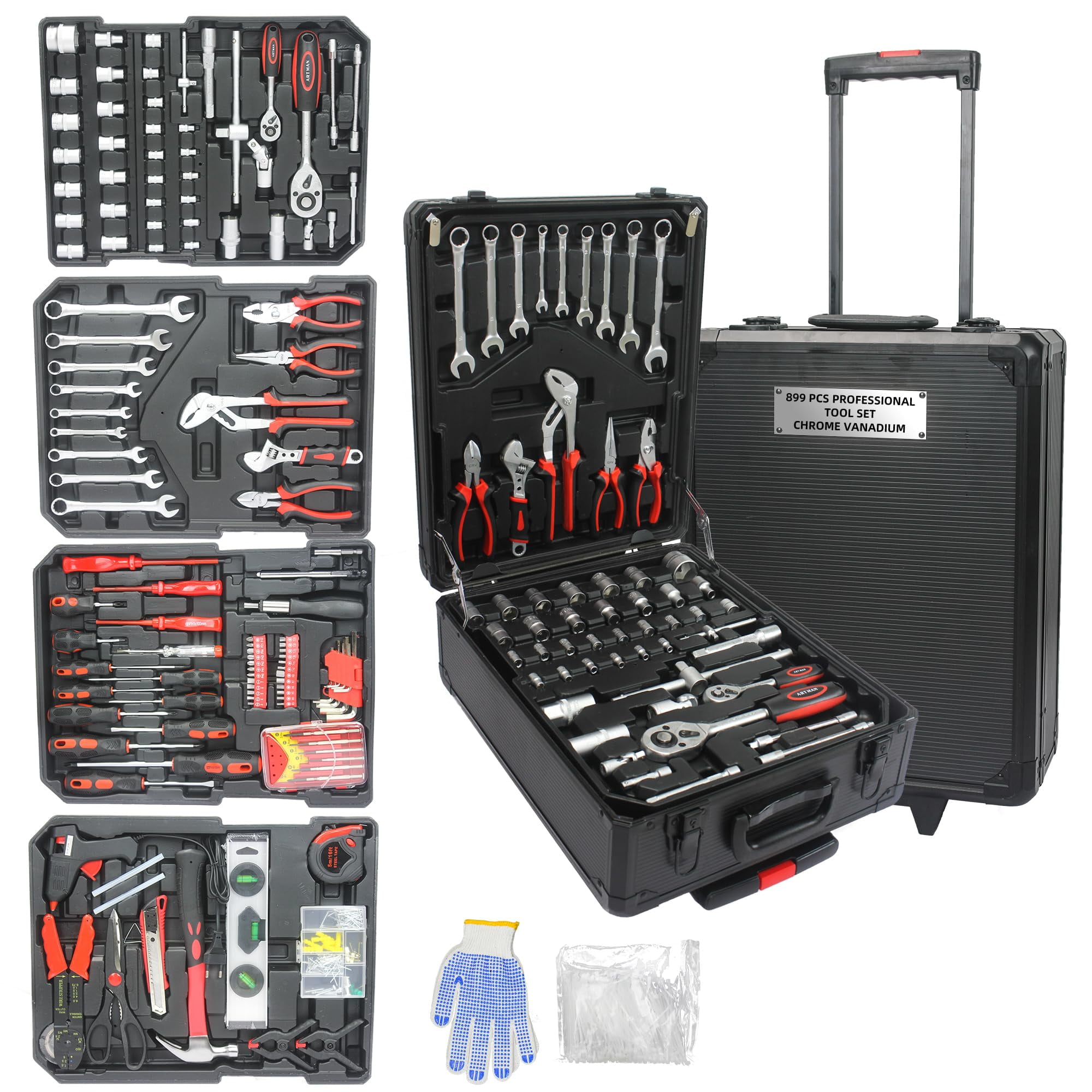 NIGSQJB 899 Piece Tool Set Household Hand Tool Set Basic Tool Set ...