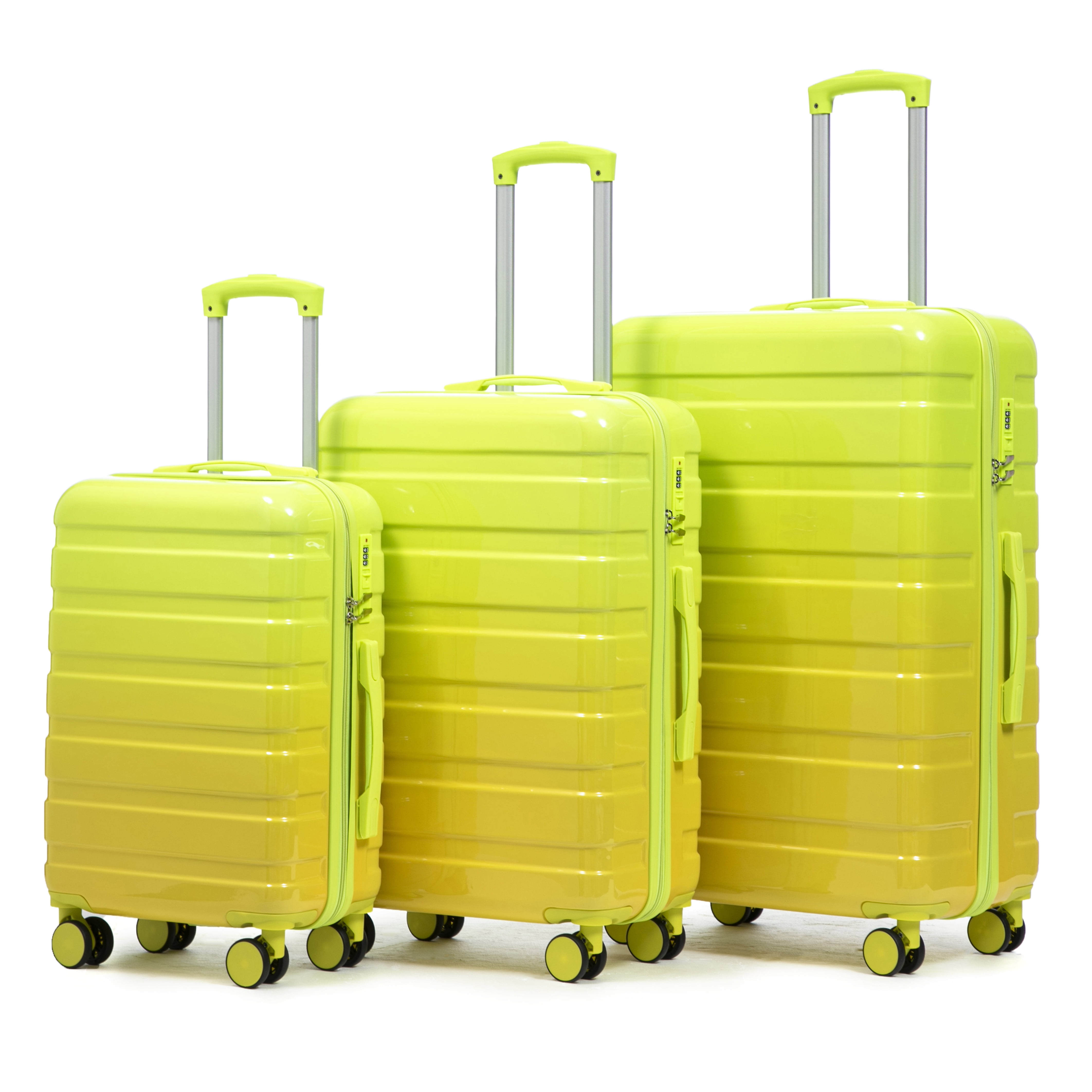 NIGSQJB Gradient Color Luggage Sets 3 Piece, PC Hard Shell Suitcases ...