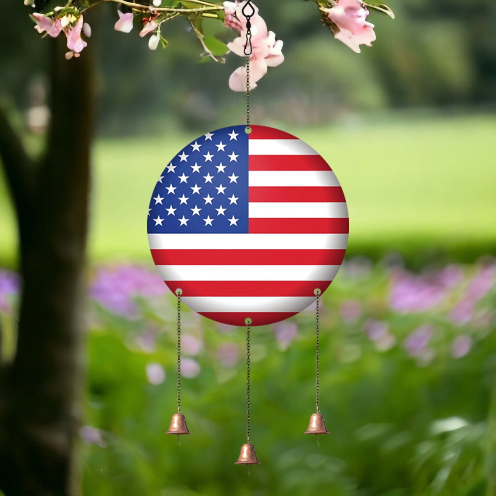 NIHOND American Flag Wind Chimes Decoration Patriotic Hanging Wind ...
