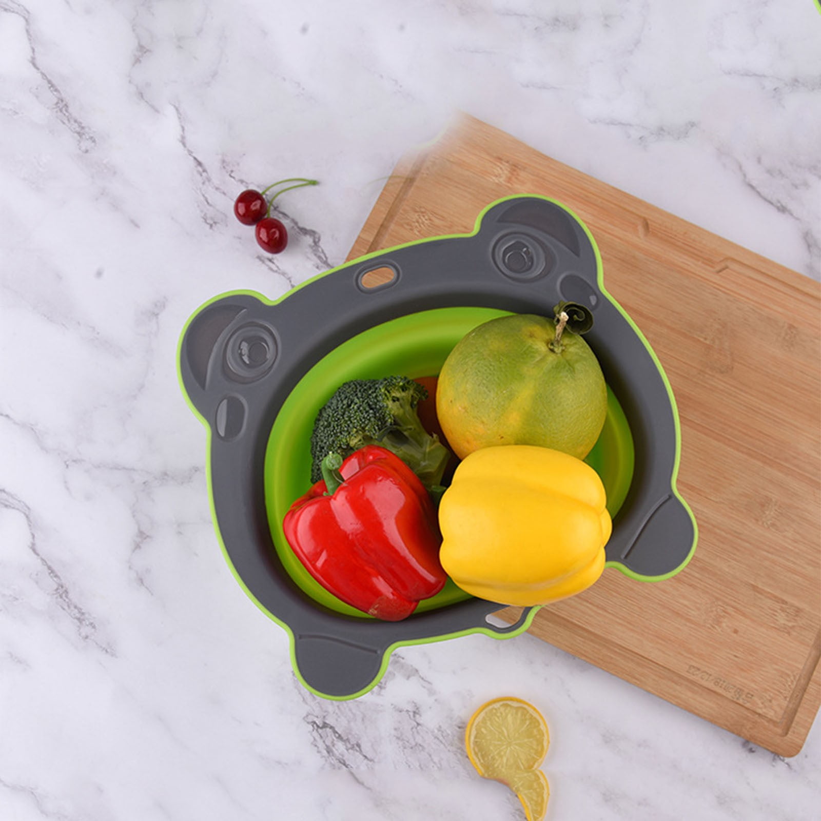 NIHOND Cute Bear Silicone Collapsible Colander Folding Strainer Large ...