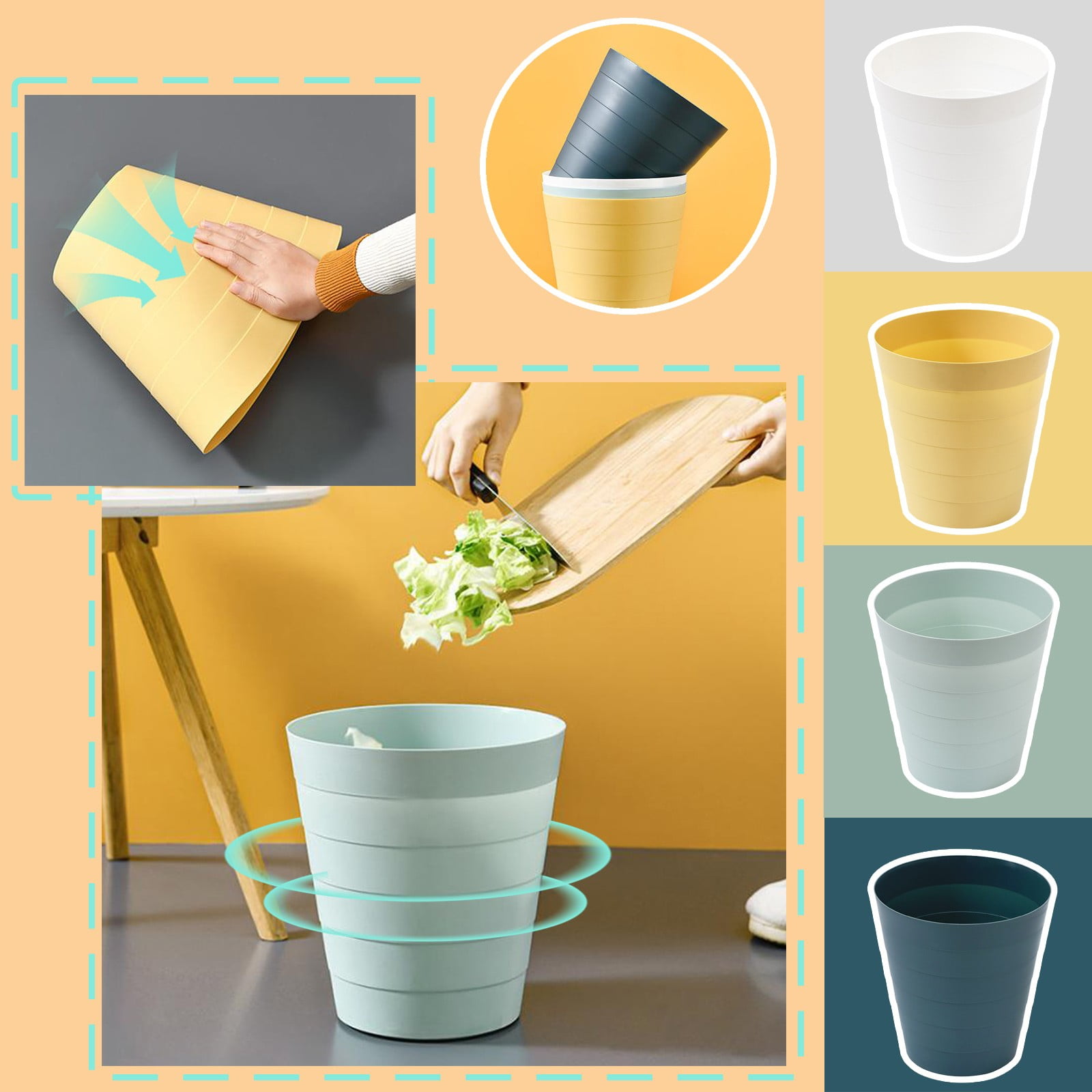 NIHOND Plastic Paper Bin 6L - Shatter-Proof Waste Basket for Office ...