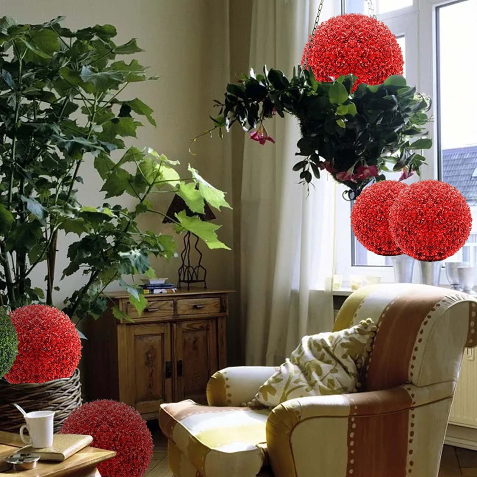 NIHOND Synthetic Boxwood Ball Topiary Balls Plants for Arcades, Decks ...