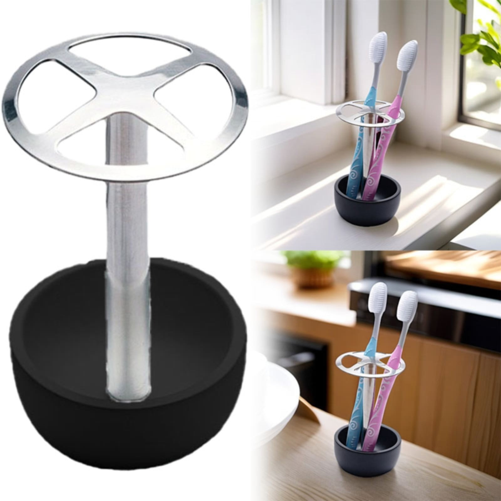 NIHOND Toothbrush Holder Stand Stainless Divided Toothbrush Storage ...