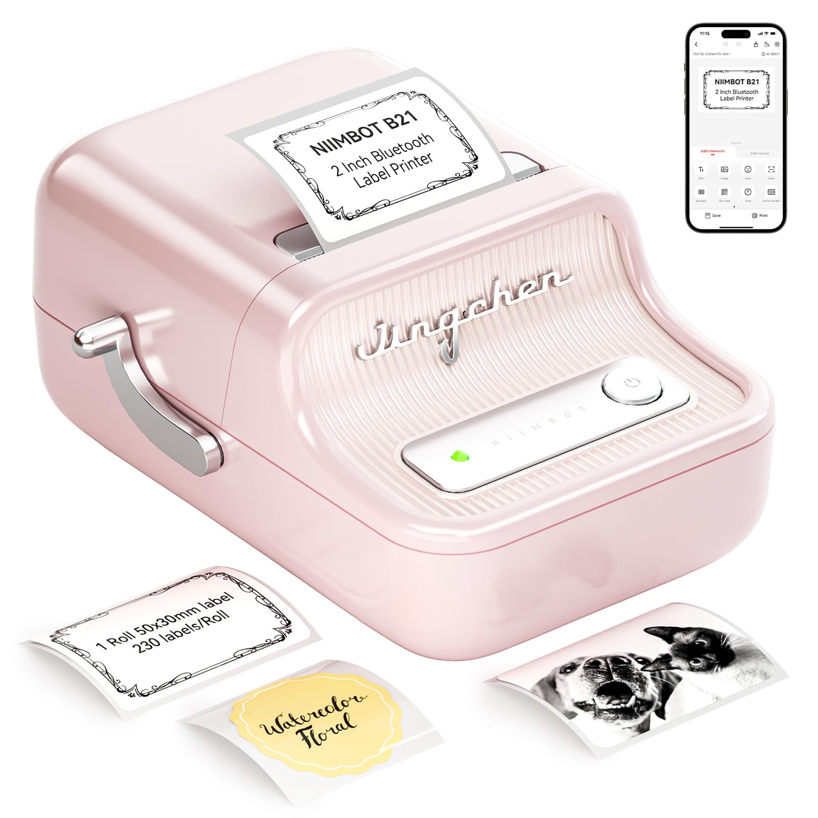 NIIMBOT B21 Label Maker Machine with Tape，2 Inch Inkless Sticker ...